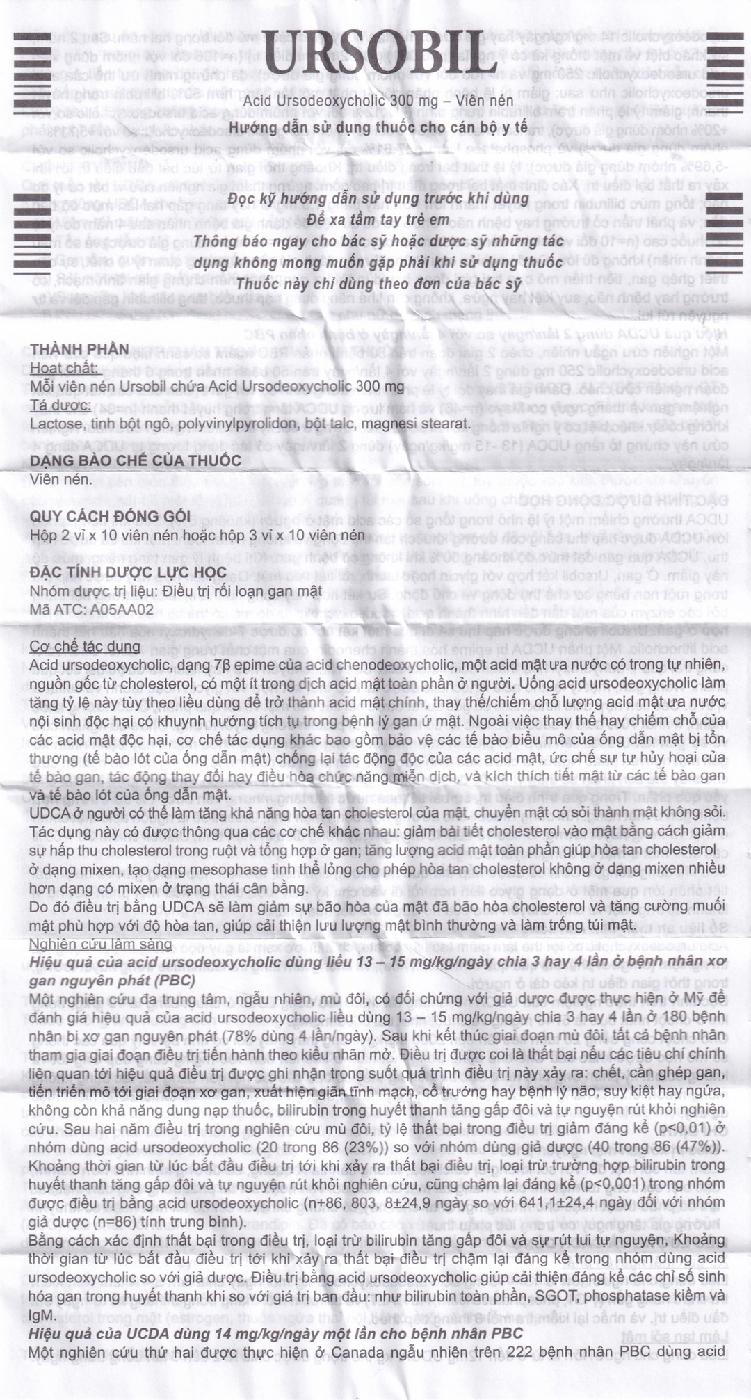 Thuốc Ursobil 300 điều trị xơ gan, sỏi mật
