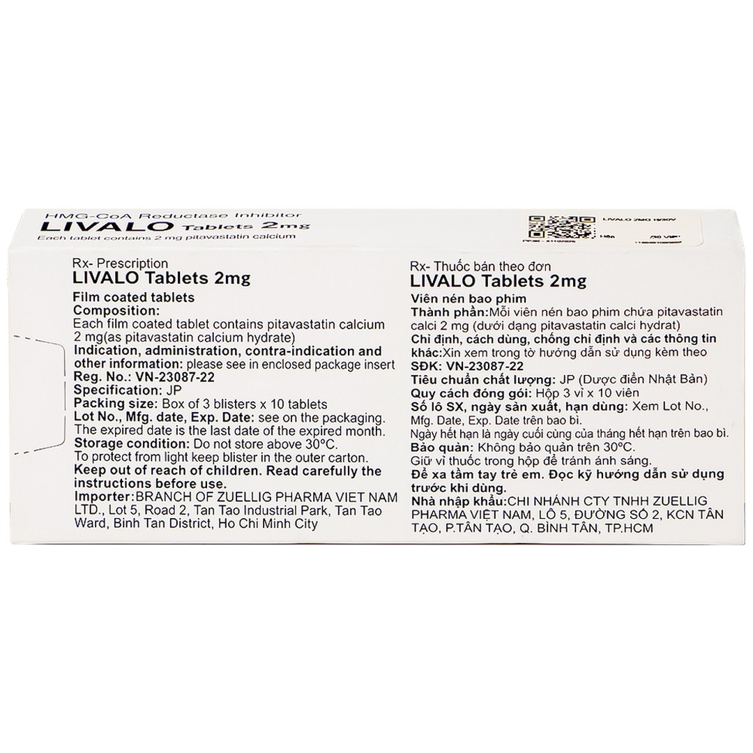 Thuốc Livalo 2mg Kowa trị tăng lipid máu nguyên (30 viên)