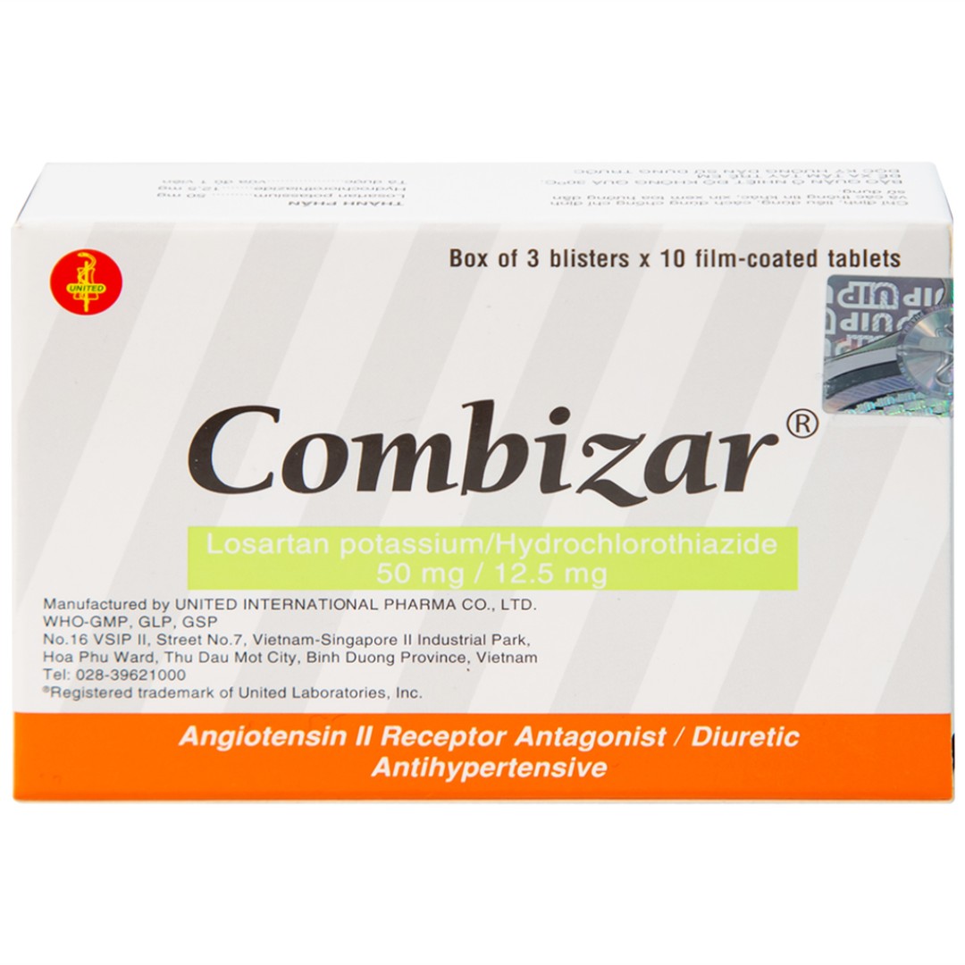 Combizar 62,5mg hộp 30 viên trị cao huyết áp