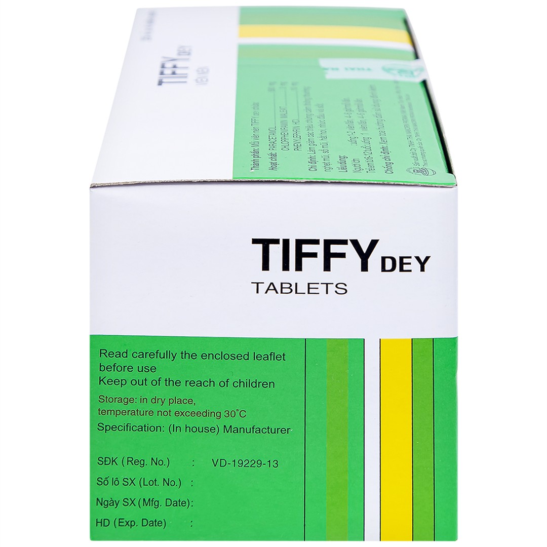 Tiffy Dey trị cảm cúm, sổ mũi, hắt hơi (25 vỉ x 4 viên)
