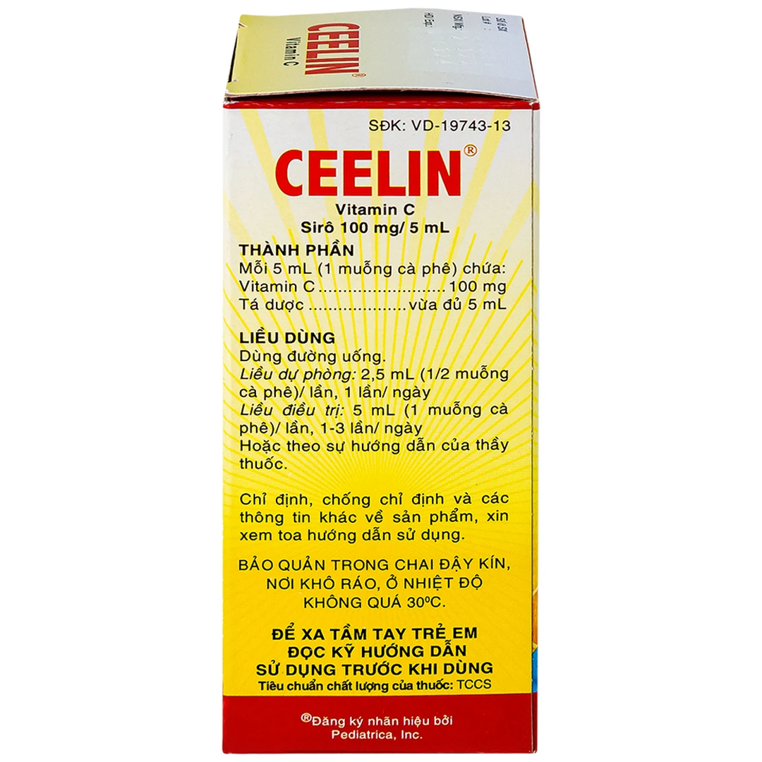 Siro Ceelin 60ml điều trị thiếu vitamin C ở trẻ em và trẻ sơ sinh