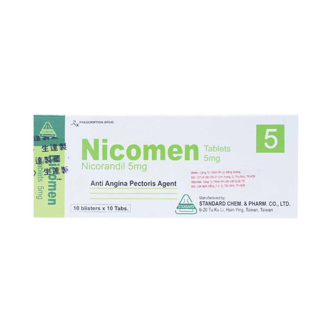 Thuốc Nicomen 5mg điều trị đau thắt ngực (100 viên)