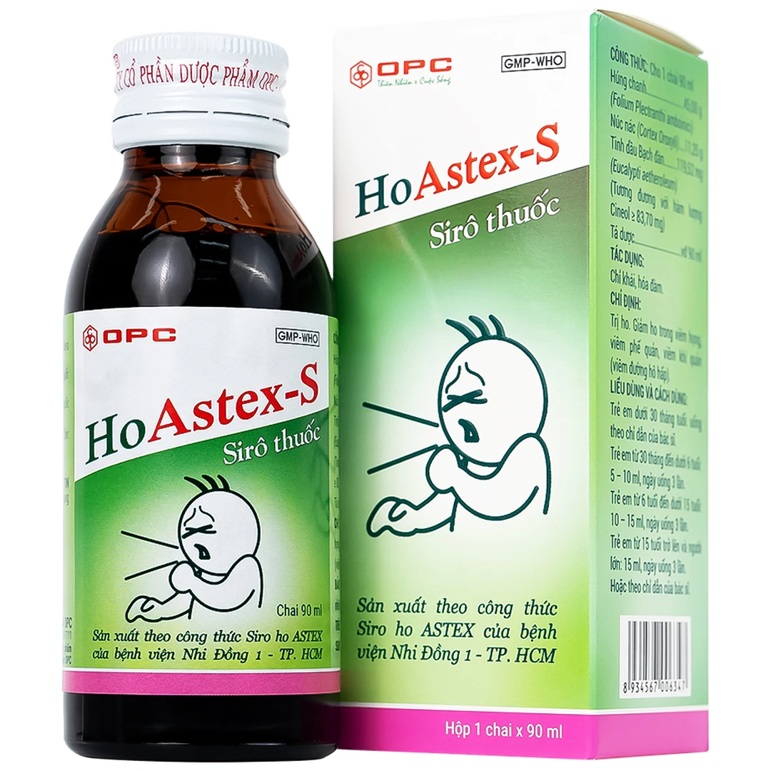 Siro HoAstex 90ml trị ho, giảm ho trong viêm họng, viêm phế quản