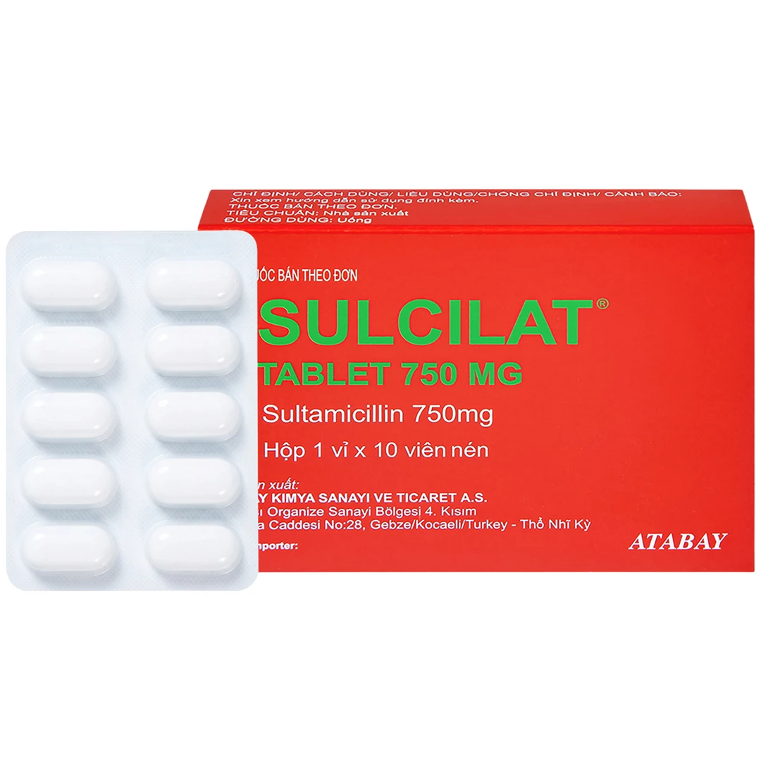 Thuốc Sulcilat 750mg điều trị viêm xoang, viêm tai giữa (10 viên)
