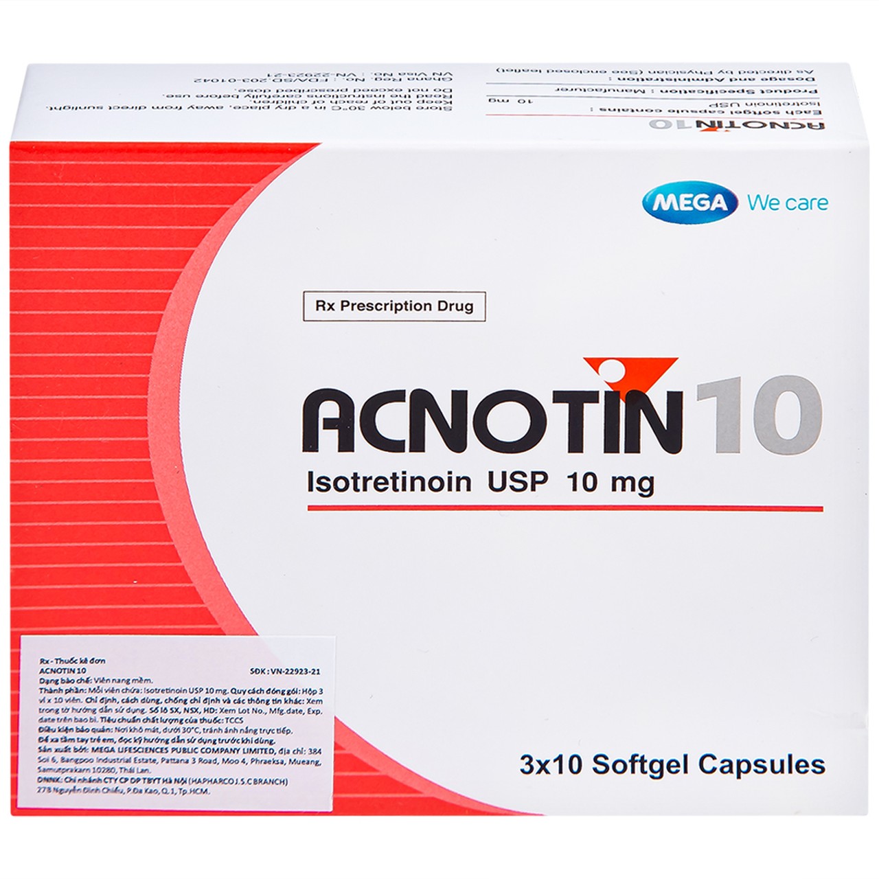 Acnotin 10mg: Thuốc điều trị mụn trứng cá nặng (3 vỉ x 10 viên)