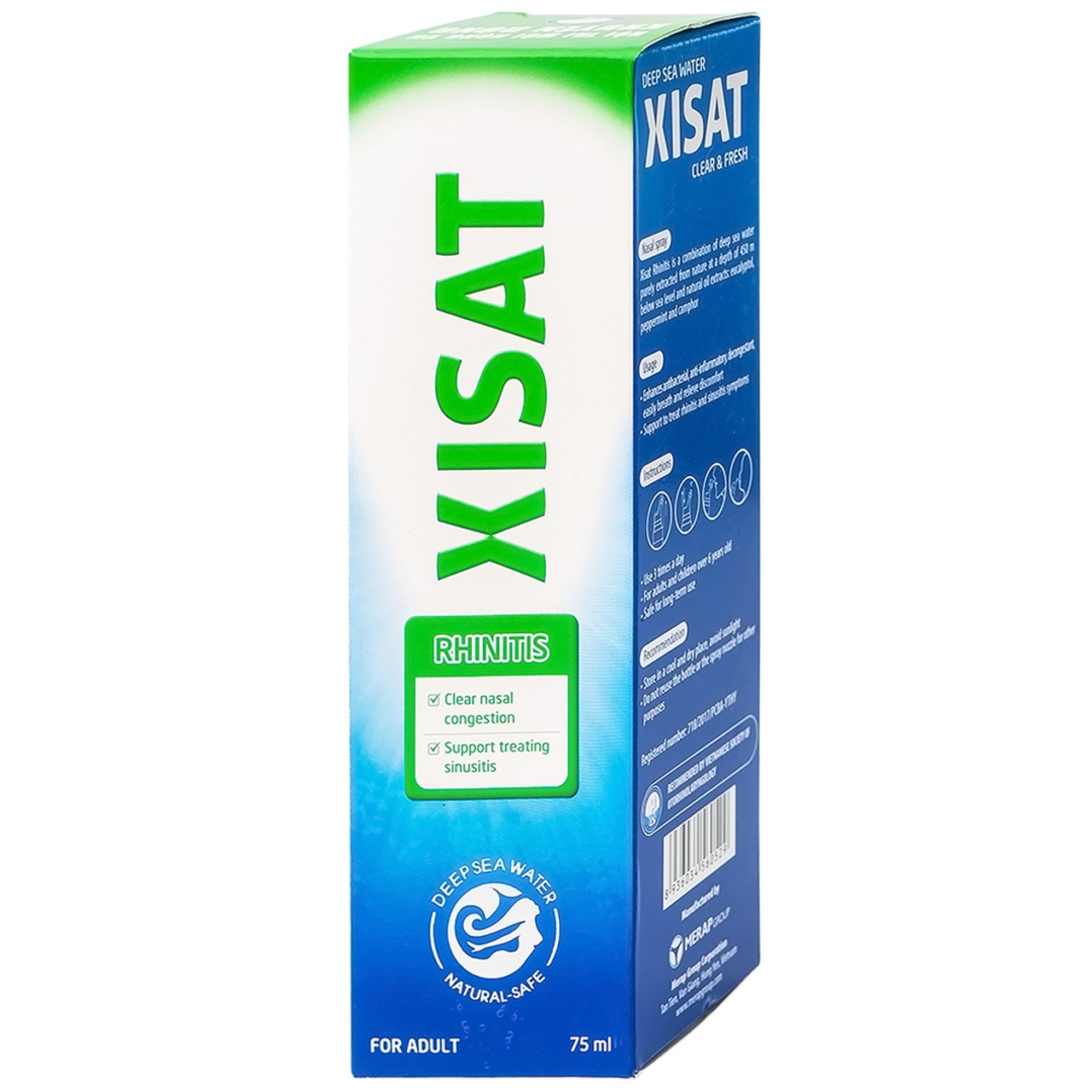 Xịt mũi Xisat xanh lá 75ml | Cho người lớn và trẻ em trên 6 tuổi.