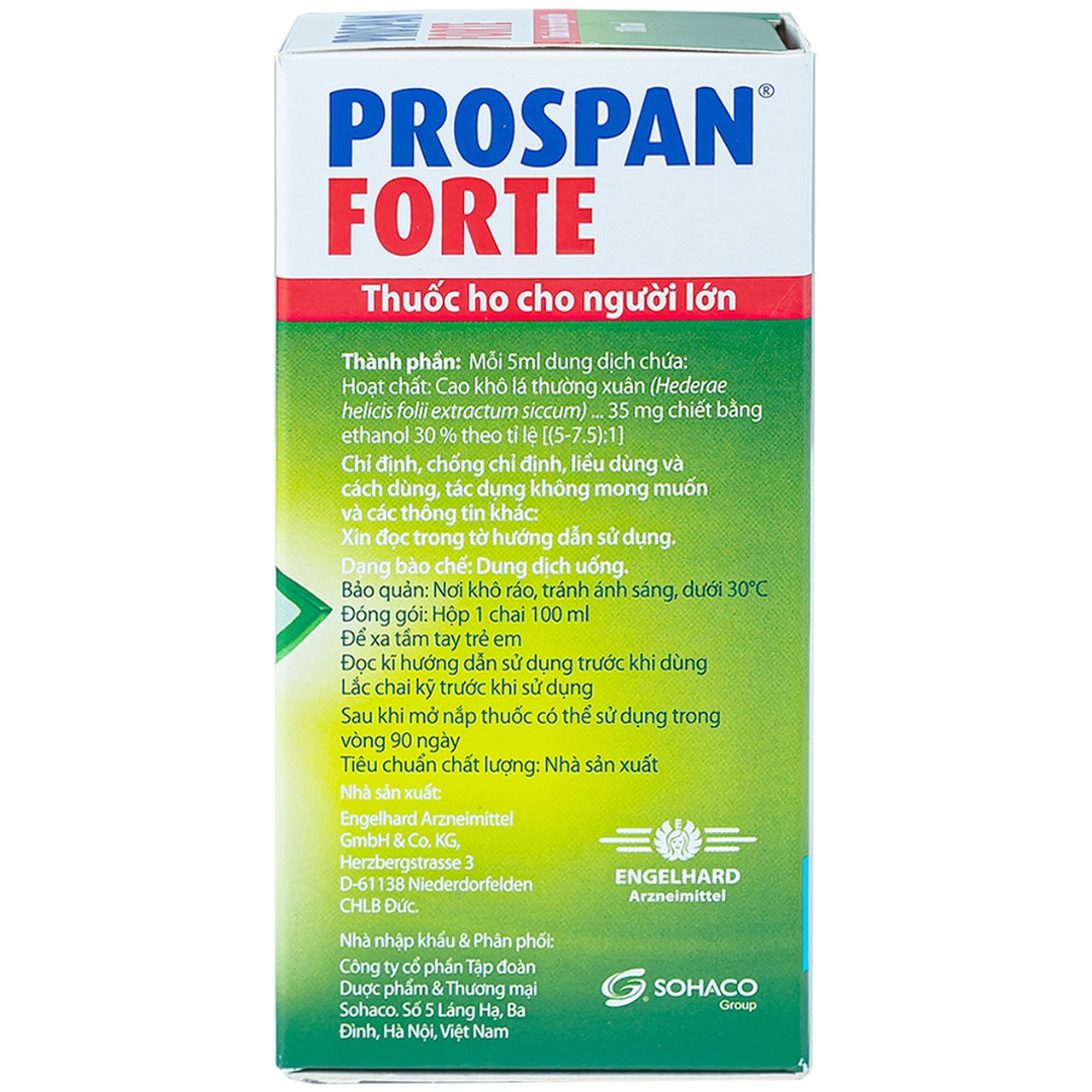 Siro ho Prospan Forte 100ml trị viêm phế quản cho người lớn