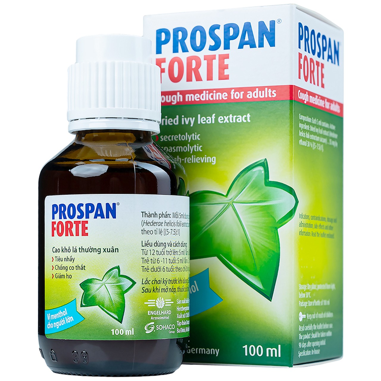 Siro ho Prospan Forte 100ml trị viêm phế quản cho người lớn