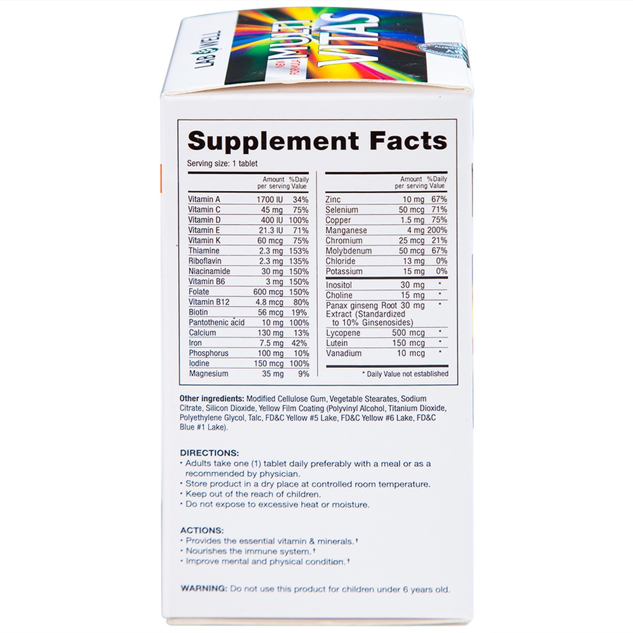 Viên uống bổ sung vitamin Multi Vitas Lab Well 60 viên Hoa Kỳ
