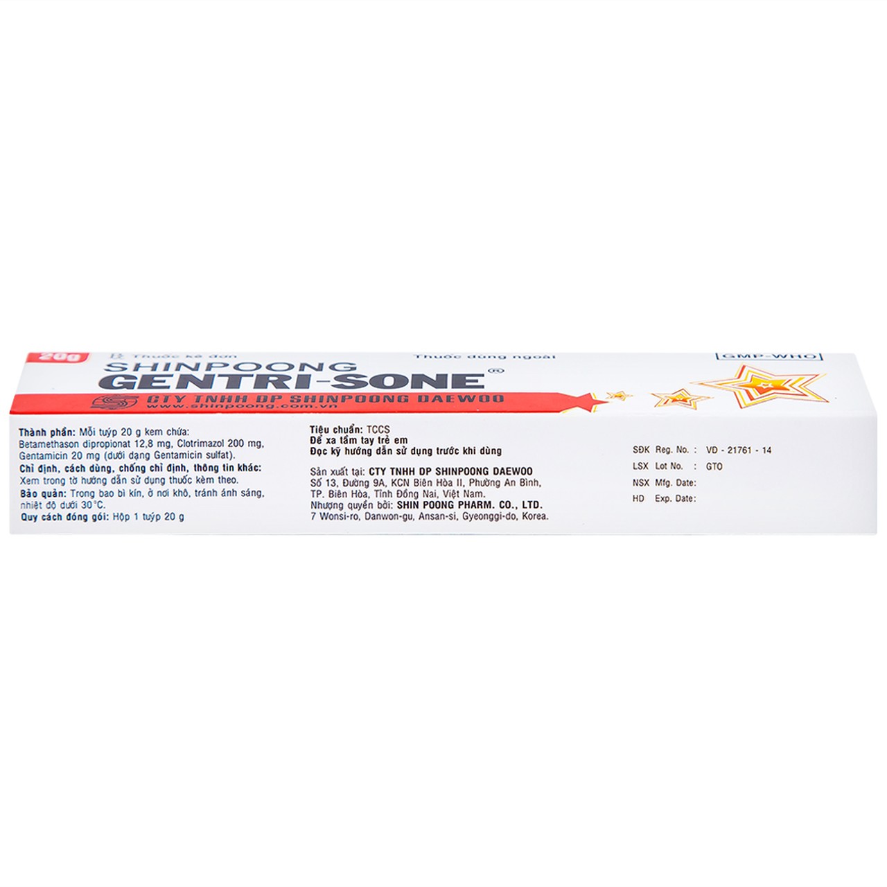 Gentrisone 20g trị viêm da, dị ứng da (tuýp 20g)