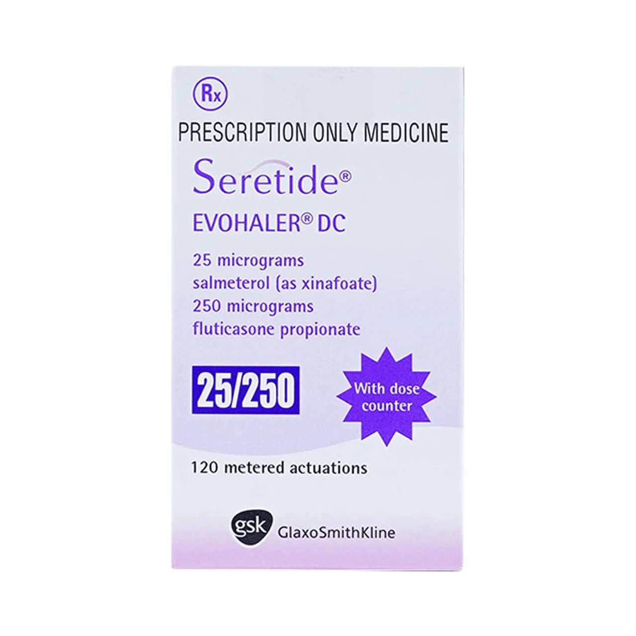 Thuốc xịt Seretide 25/250 GSK trị hen phế quản, COPD (120 liều)