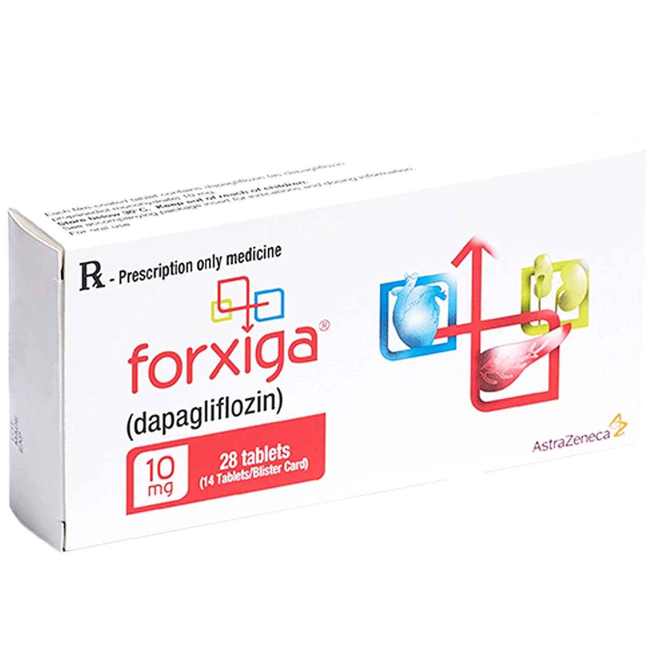 Forxiga 10mg điều trị tiểu đường tuýp 2 (2 vỉ x 14 viên)