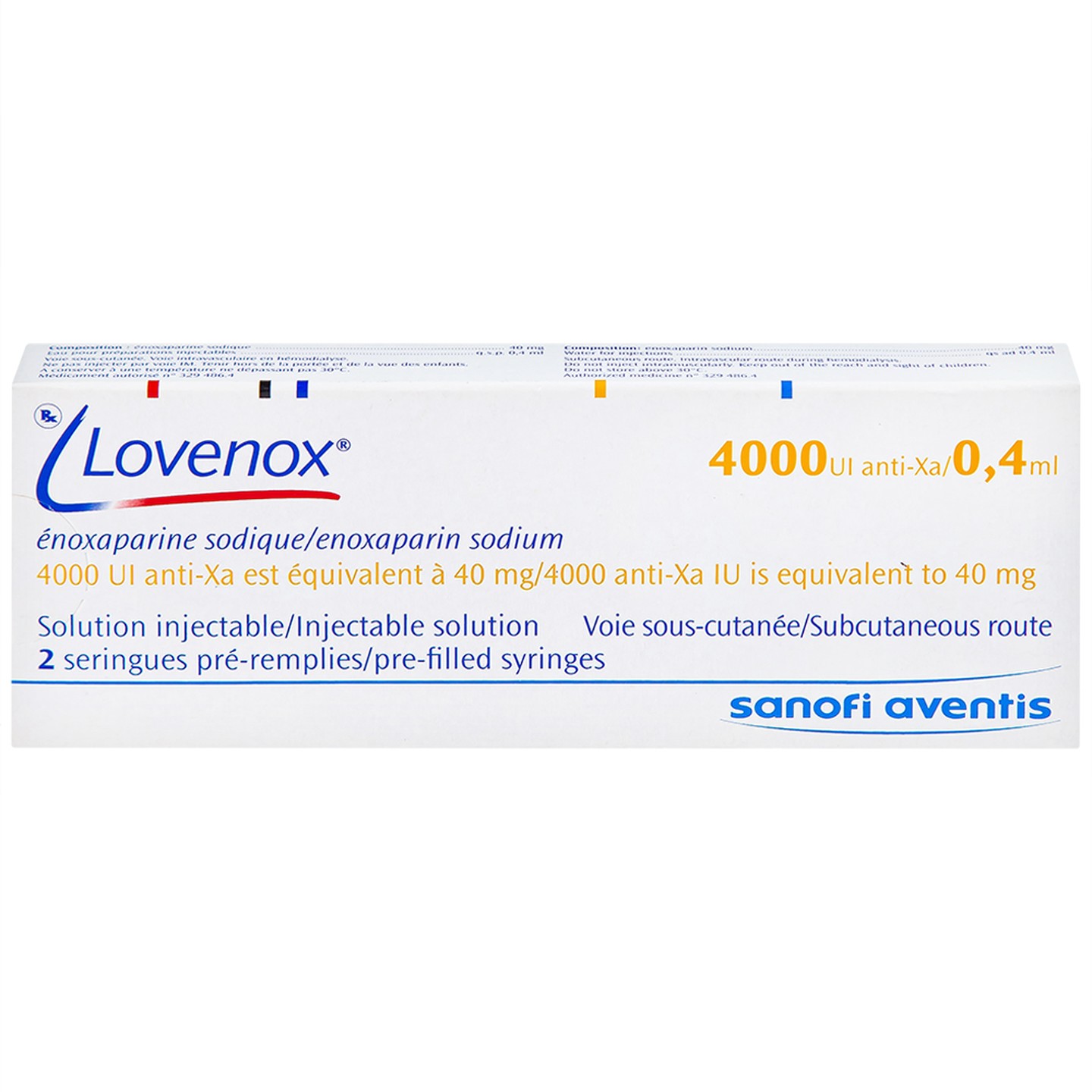 Lovenox 4000 điều trị cơn đau thắt ngực không ổn định (2 ống)