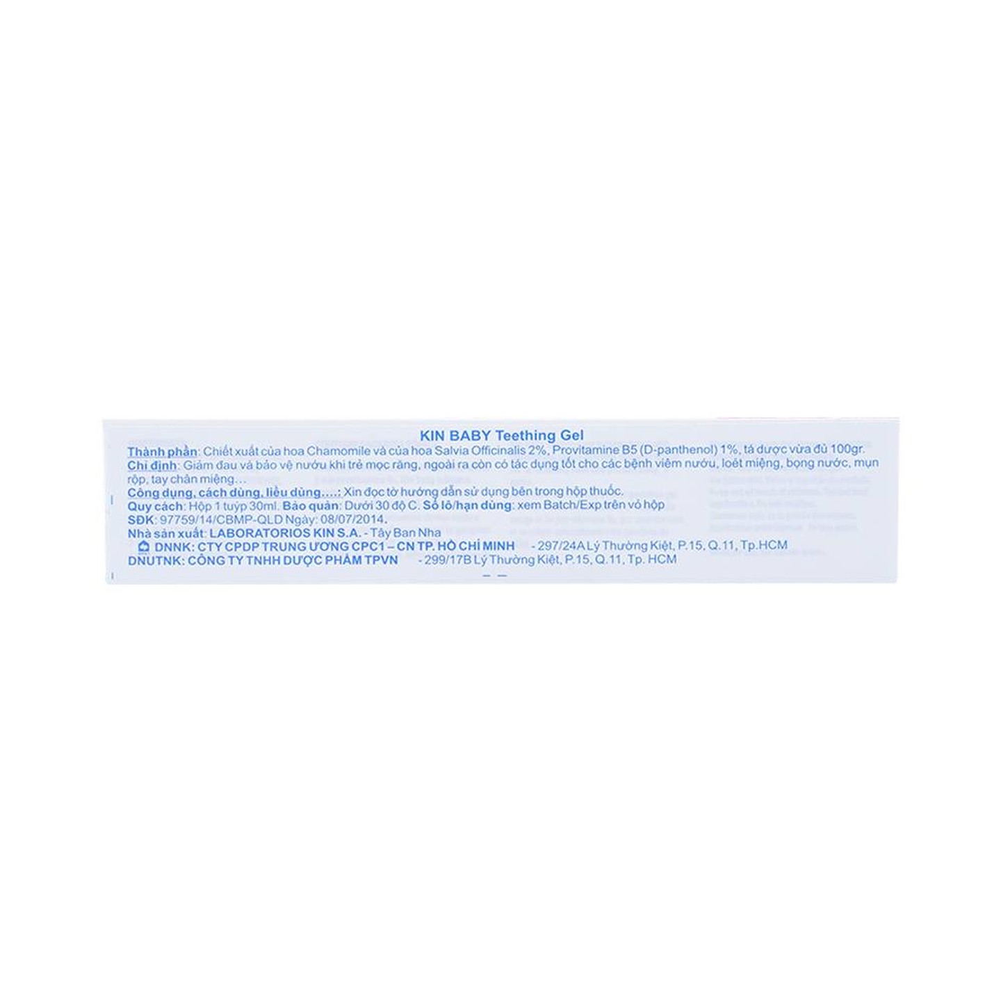 Gel Bôi Giảm Sưng Lợi Kin Baby Teething Gel 30ml