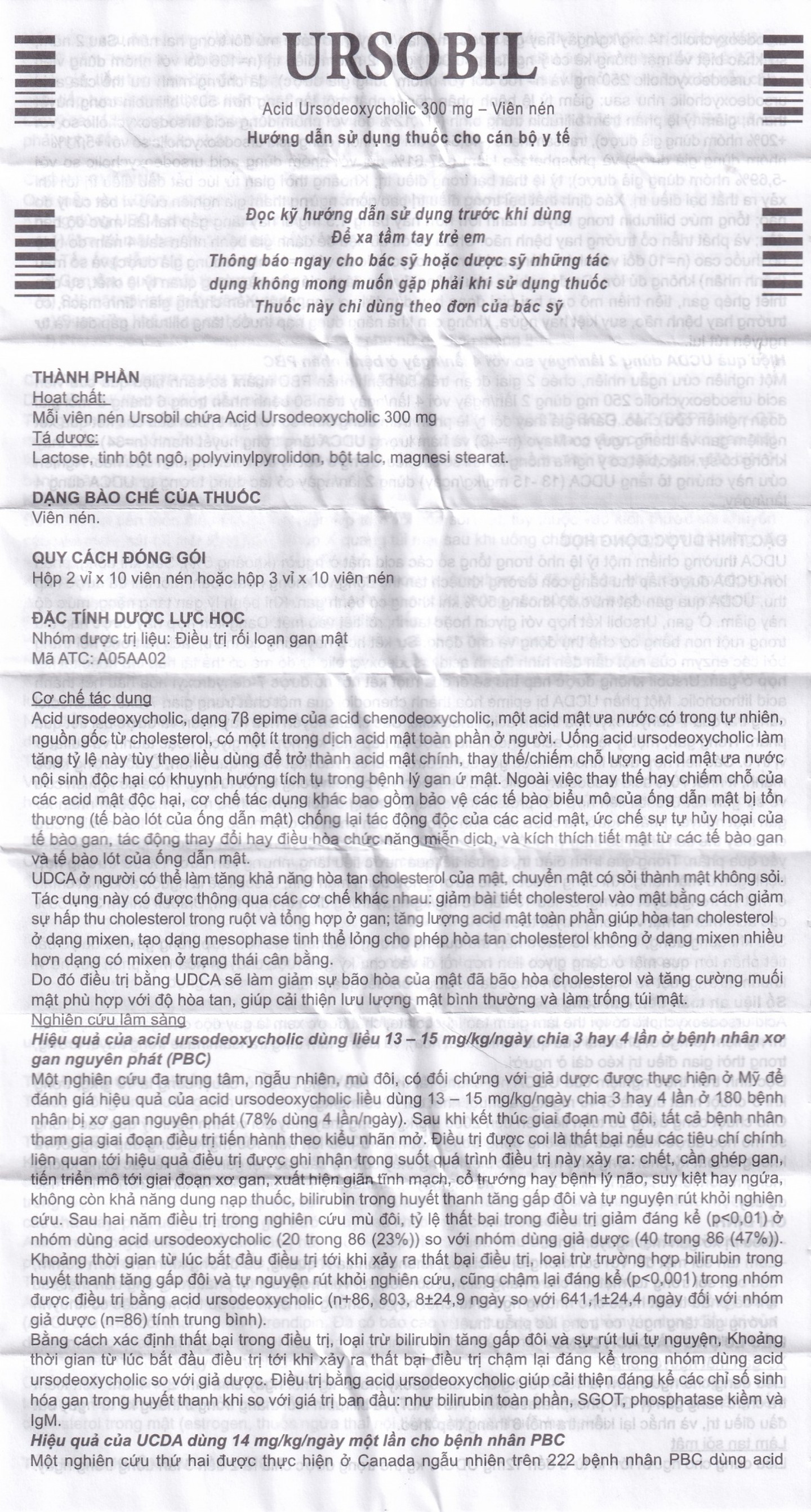 Thuốc Ursobil 300 điều trị xơ gan, sỏi mật