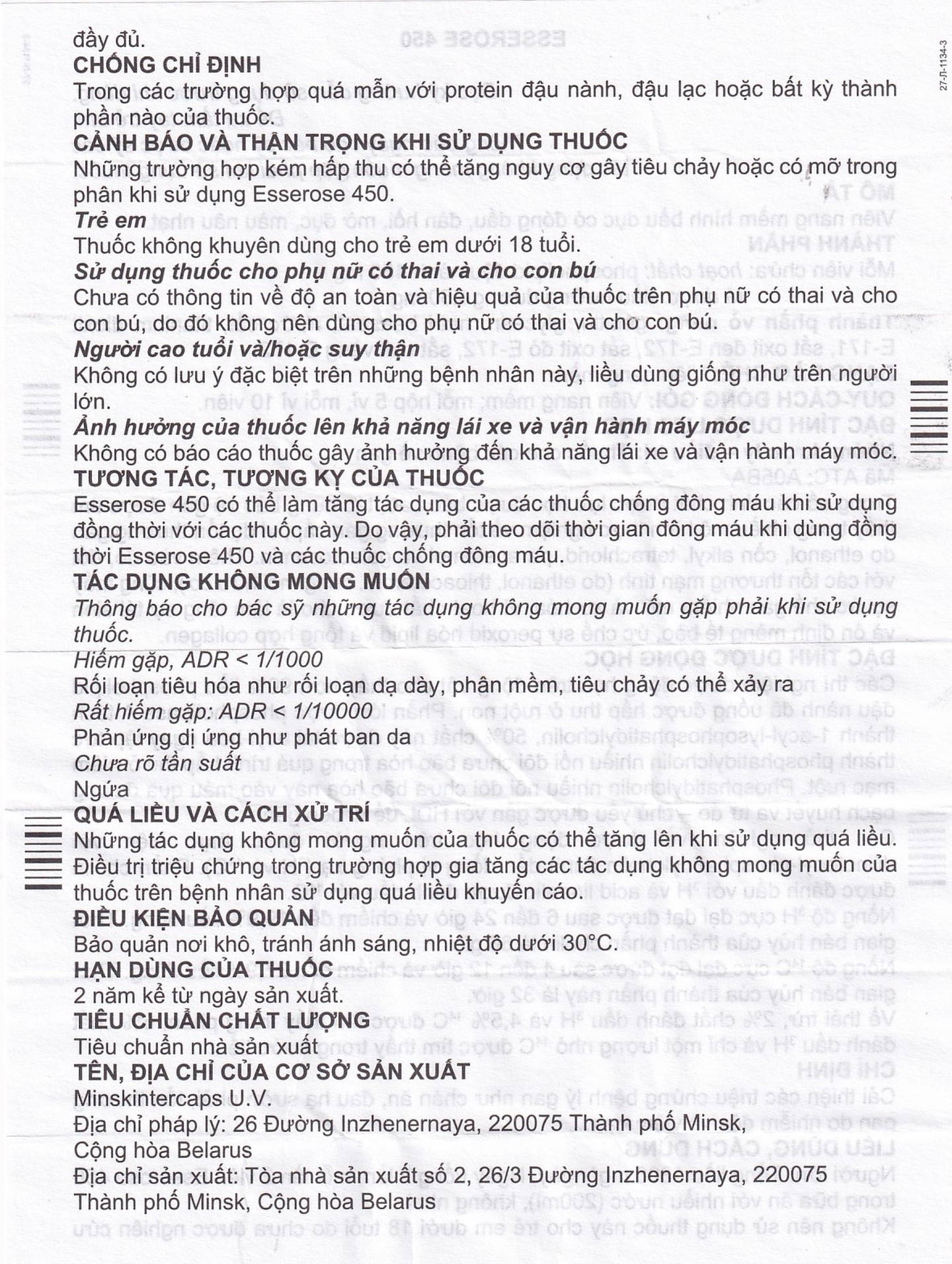 Thuốc Esserose 450mg Minskinre giúp cải thiện bệnh lý gan