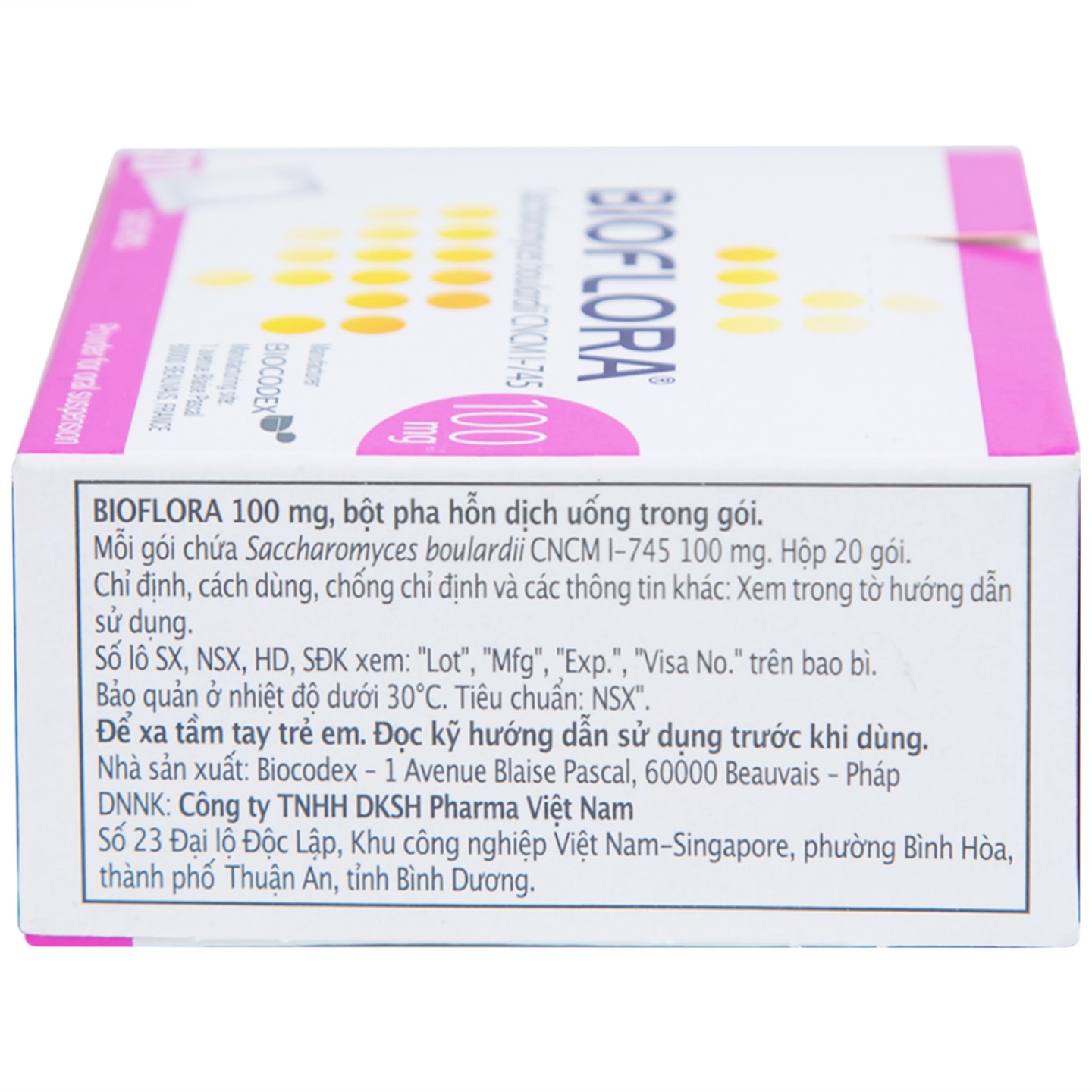 Bioflora 100mg phòng và điều trị tiêu chảy (Hộp 20 gói)