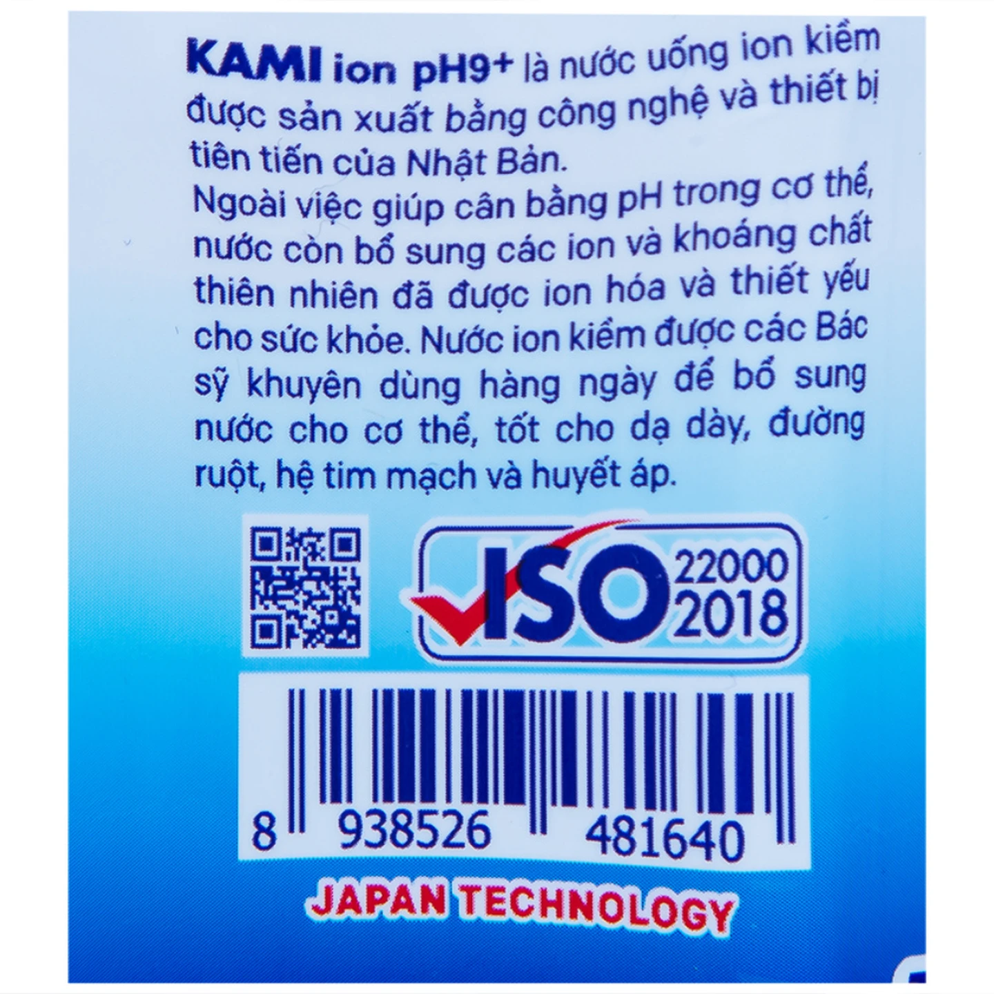 Nước uống ion kiềm Kami-ion pH9+ | Cân bằng axit, hỗ trợ thải độc