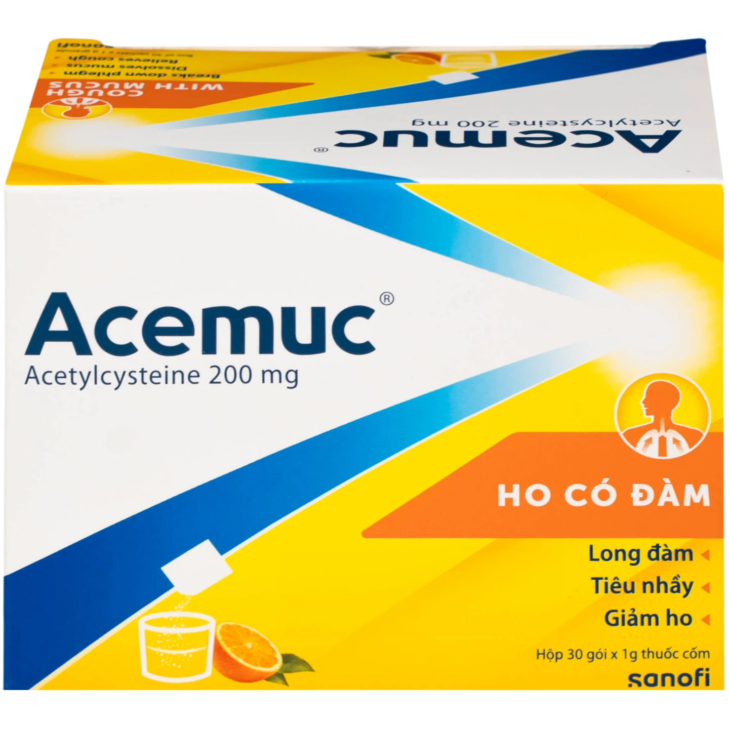 Acemuc 200mg hộp 30 gói tiêu chất nhầy