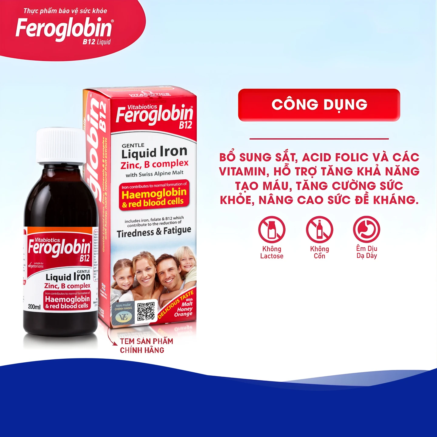 Siro sắt Feroglobin B12 Liquid Iron bổ sung sắt, vitamin (200ml)
