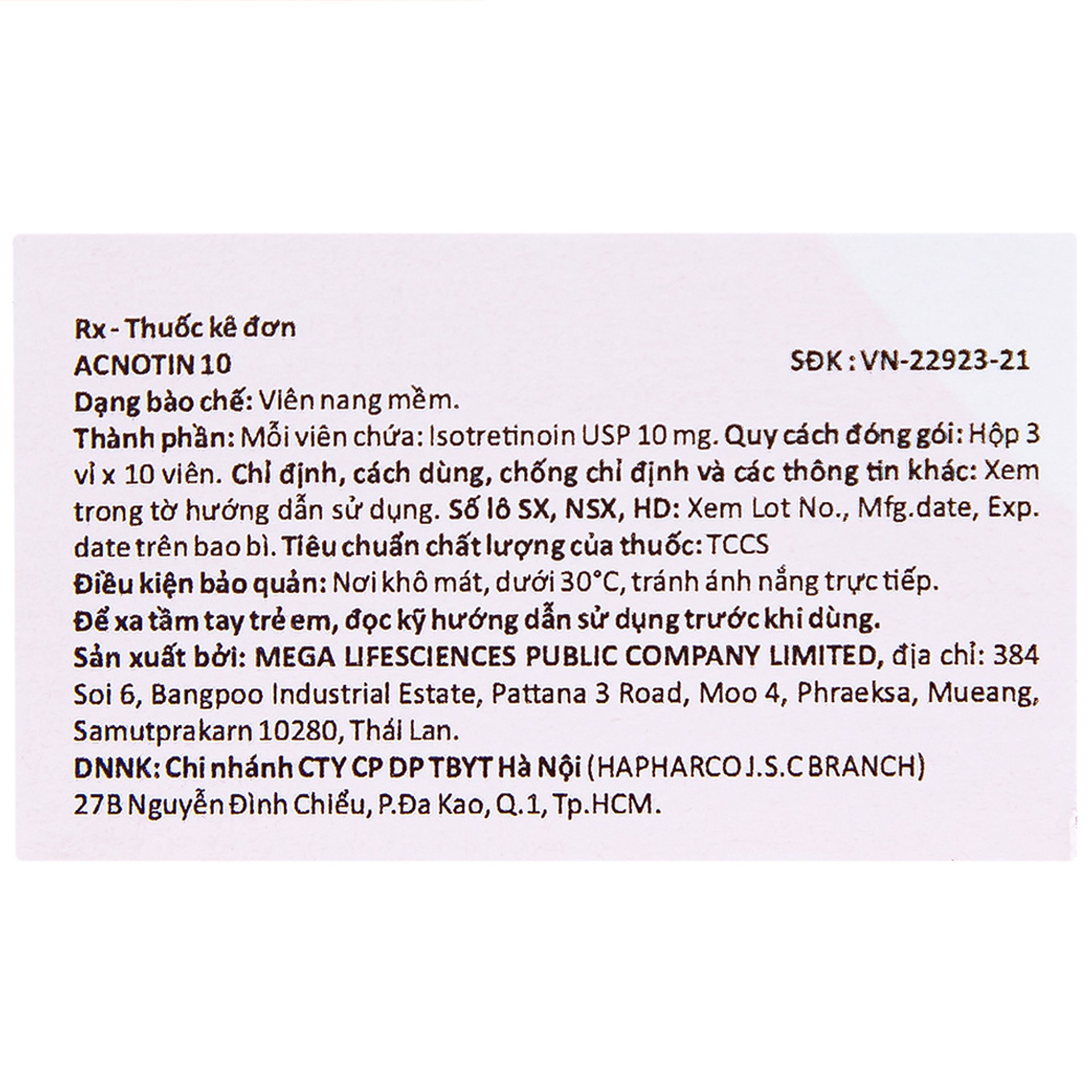 Acnotin 10mg: Thuốc điều trị mụn trứng cá nặng (3 vỉ x 10 viên)