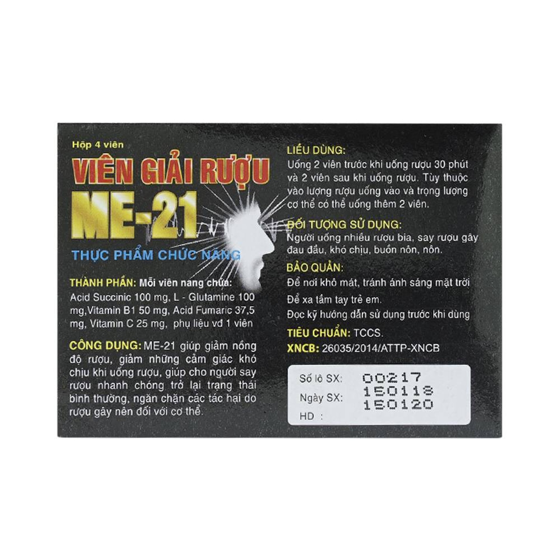 Viên giải rượu ME 21 hỗ trợ giải rượu nhanh chóng (4 viên)