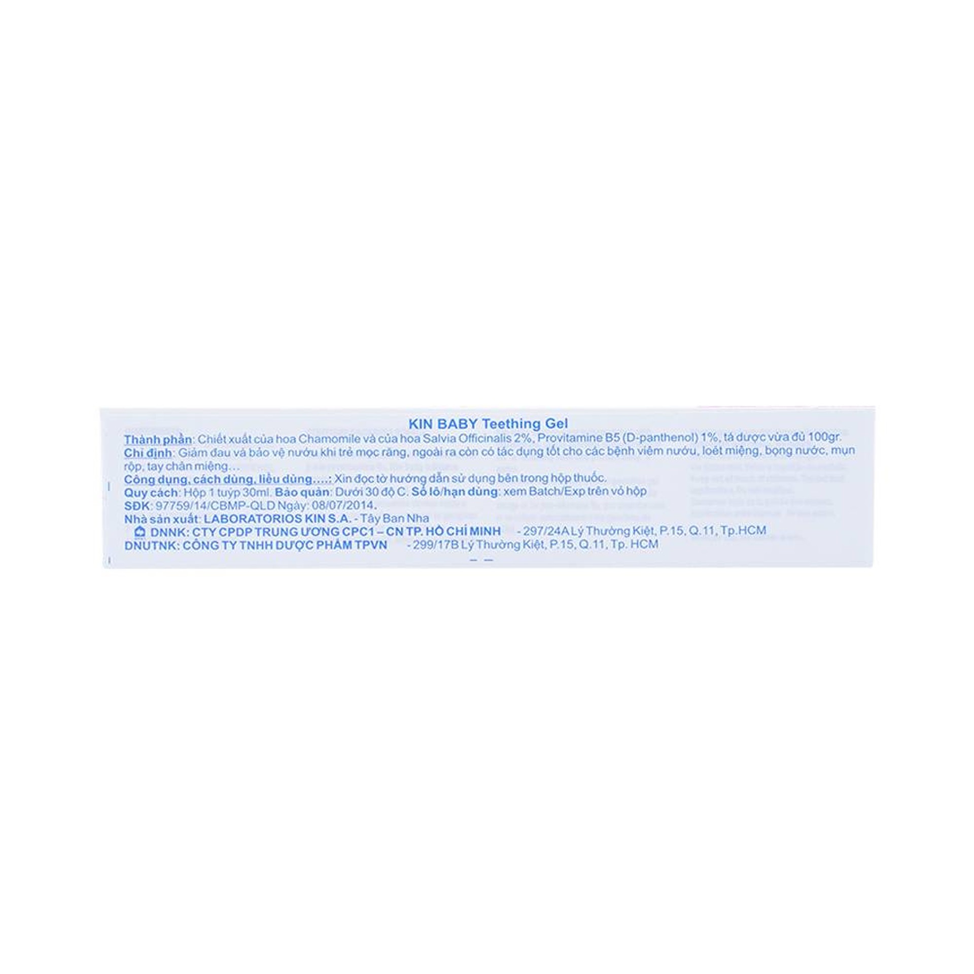 Gel Bôi Giảm Sưng Lợi Kin Baby Teething Gel 30ml