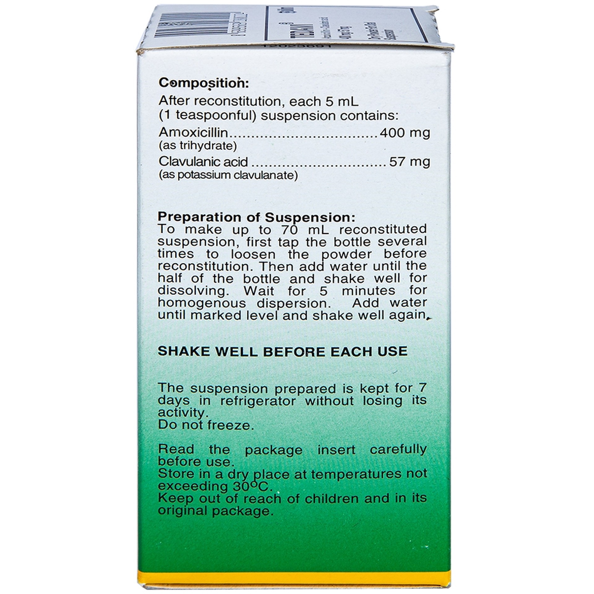 Thuốc kháng sinh Tedavi 400Mg/57Mg trị nhiễm khuẩn cho trẻ em