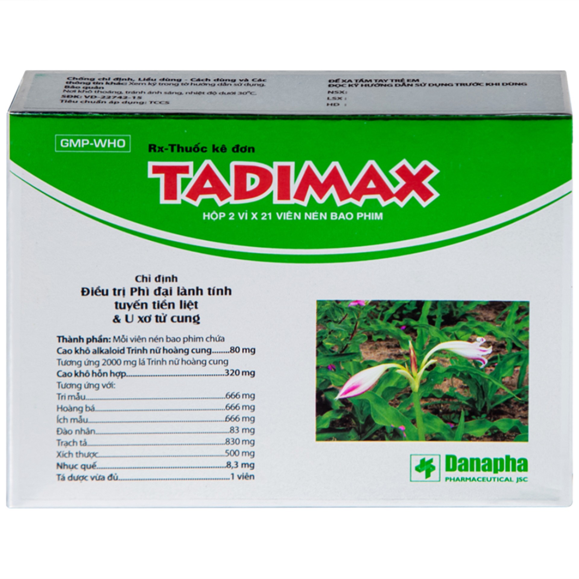 Thuốc Tadimax Danapha hỗ trợ trị u xơ tiền liệt tuyến