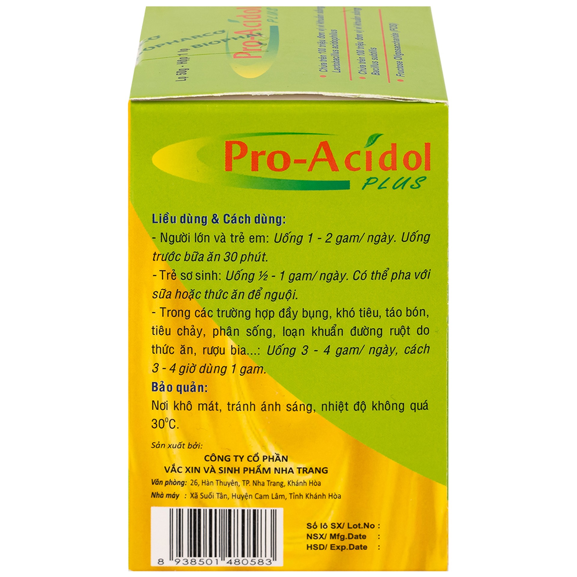 Thuốc Pro-Acidol Plus 50g Biopharco điều trị rối loạn tiêu hóa, viêm ...