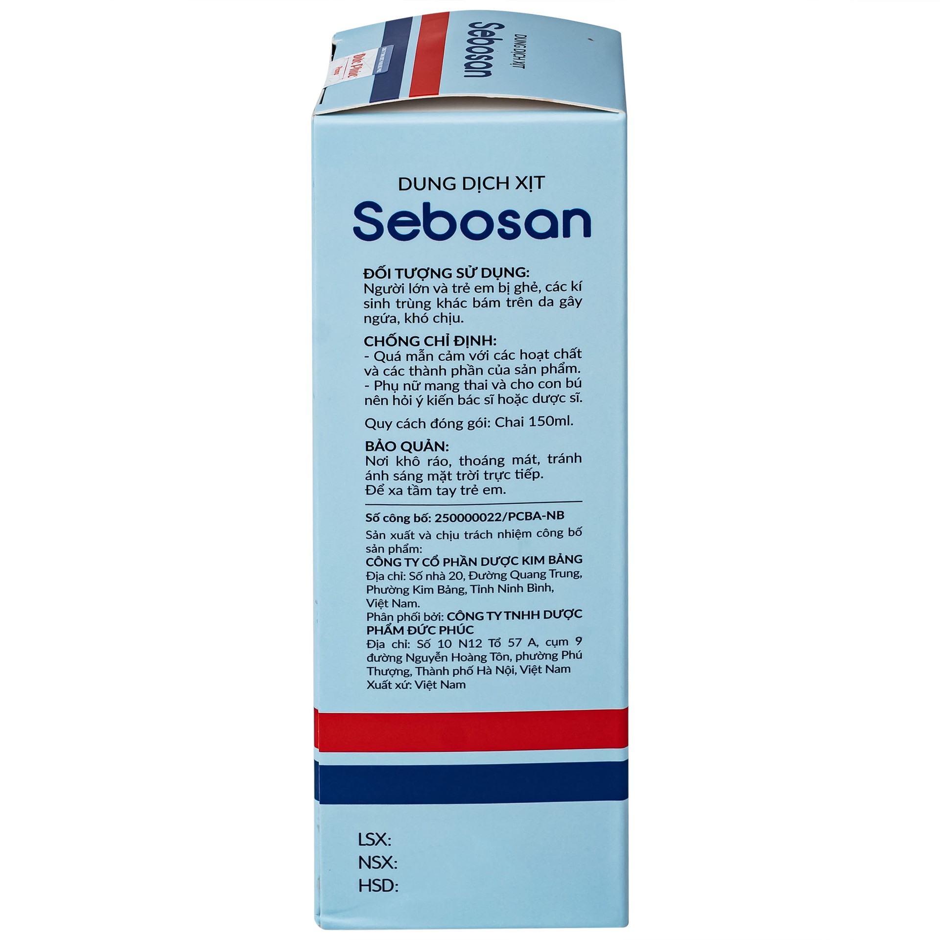 Xịt ngoài da làm sạch ký sinh trùng 150ml Sebosan Đức Phúc - Nhà thuốc ...