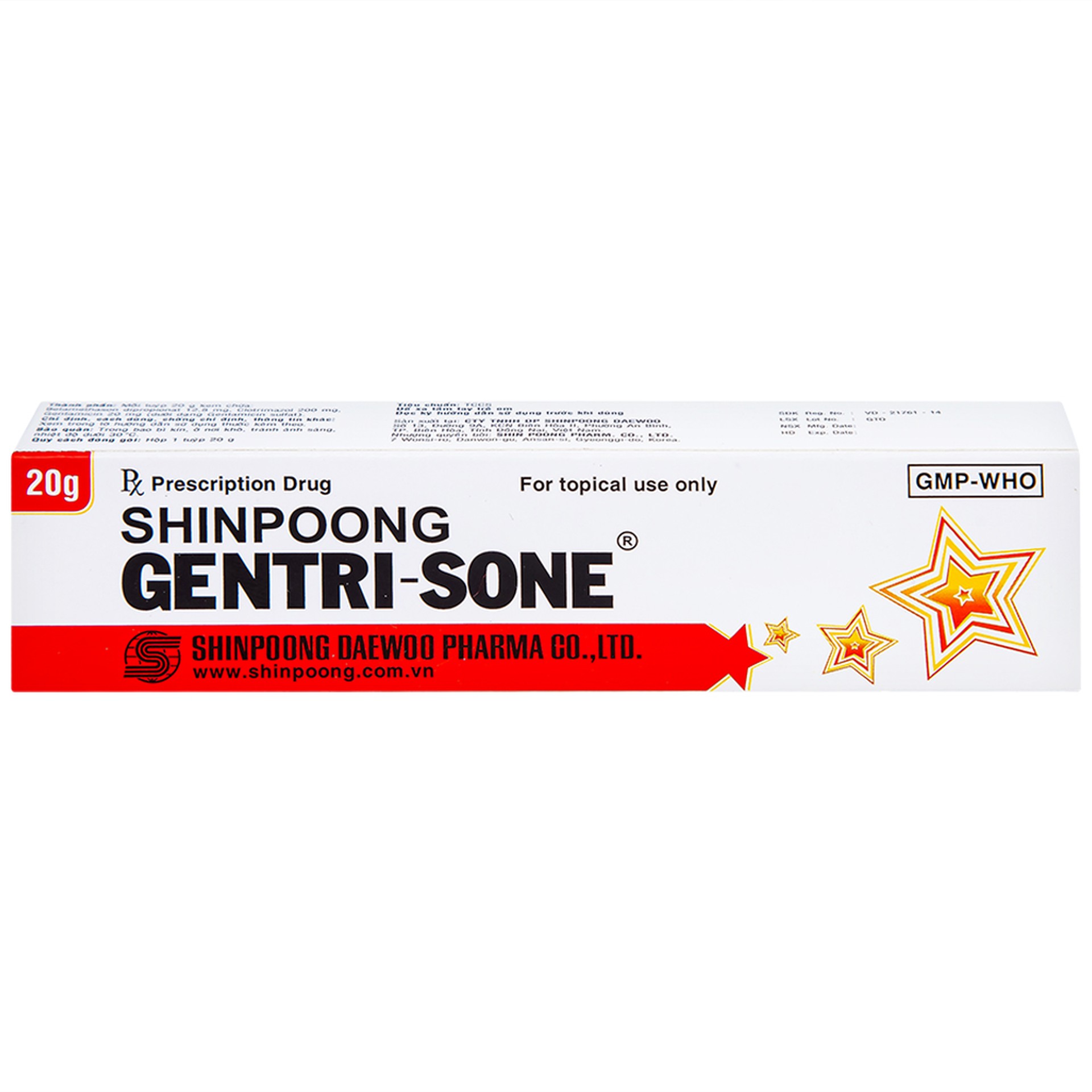 Gentrisone 20g trị viêm da, dị ứng da (tuýp 20g)