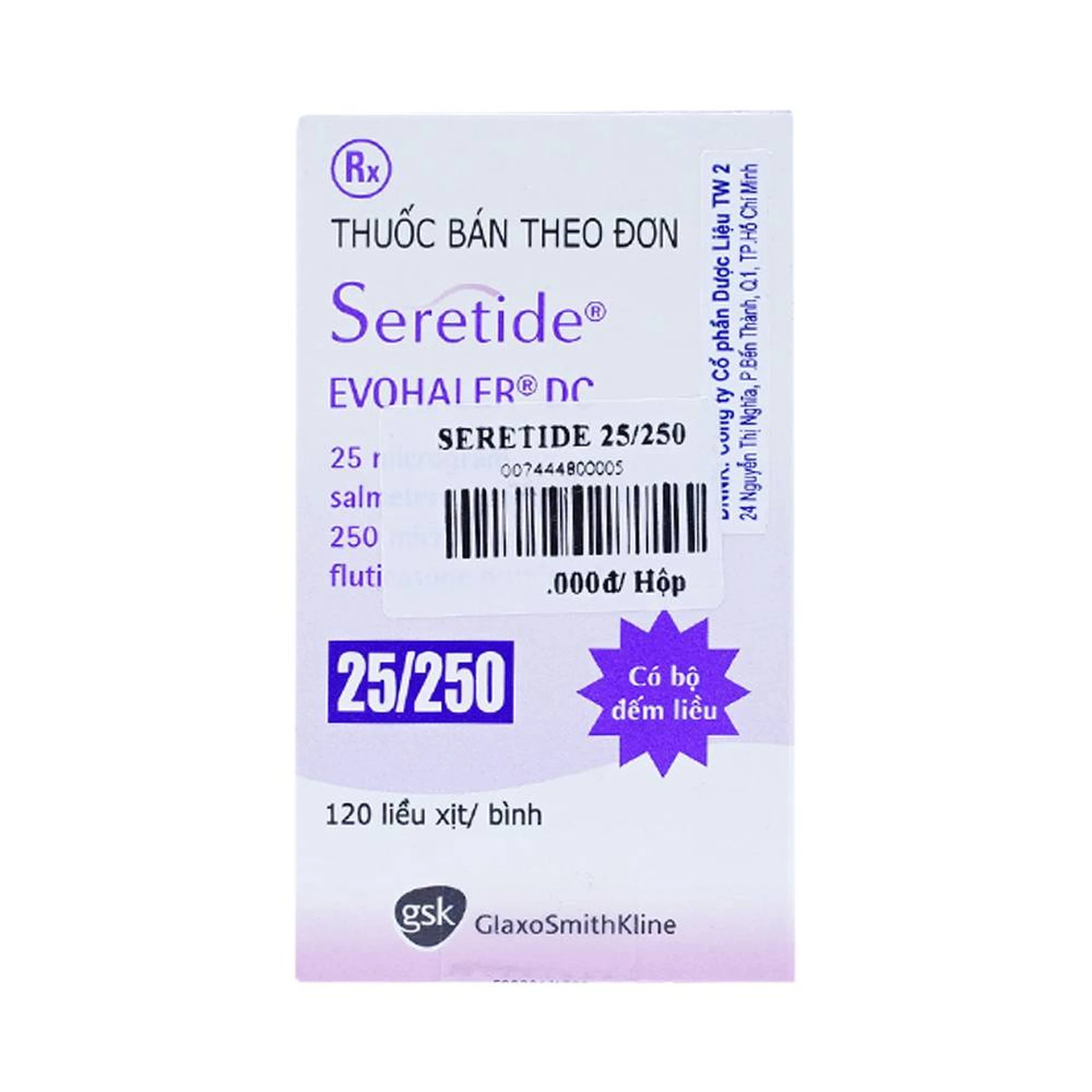 Thuốc xịt Seretide 25/250 GSK trị hen phế quản, COPD (120 liều)