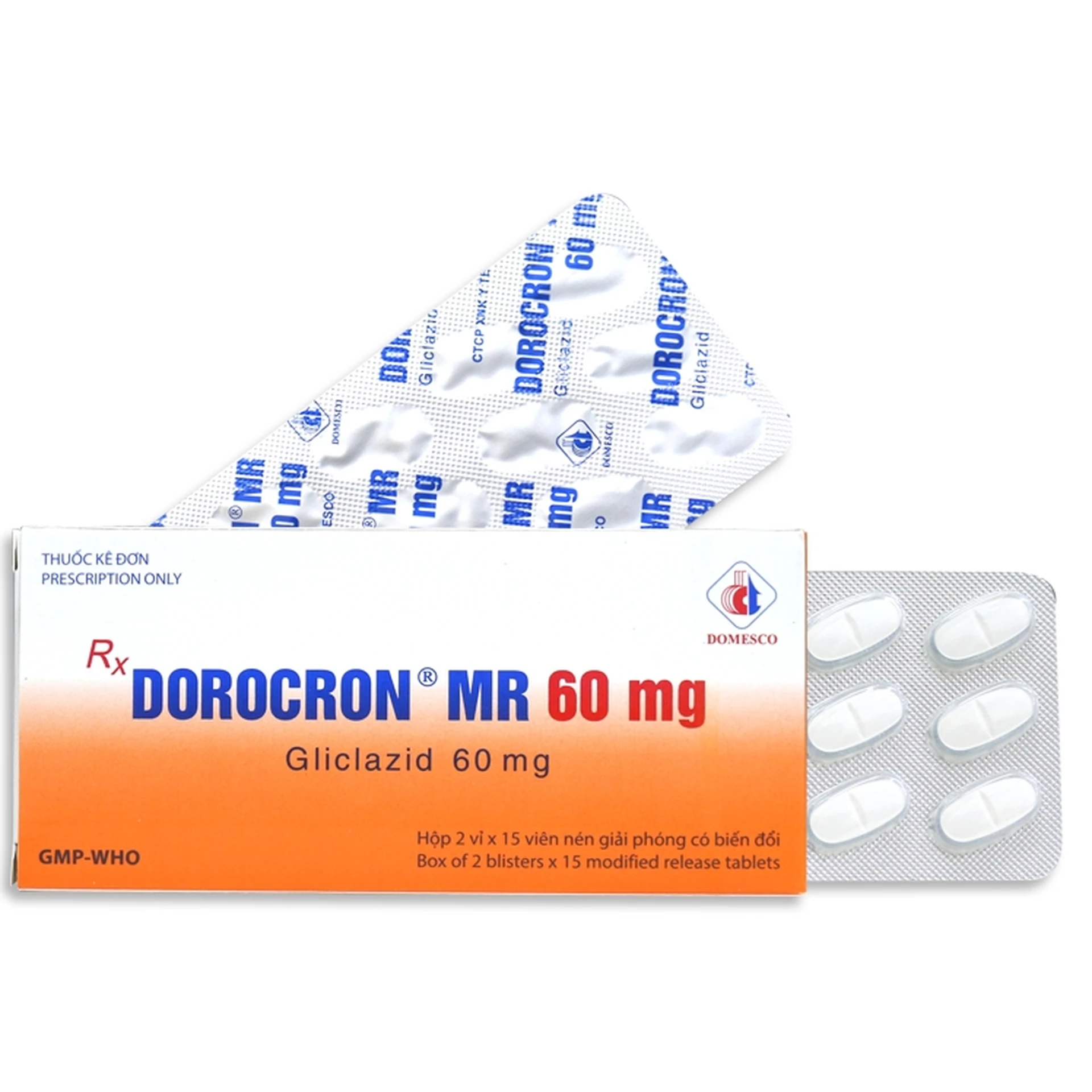 Thuốc Dorocron Mr 60Mg trị đái tháo đường type 2 (2 vỉ x 15 viên)