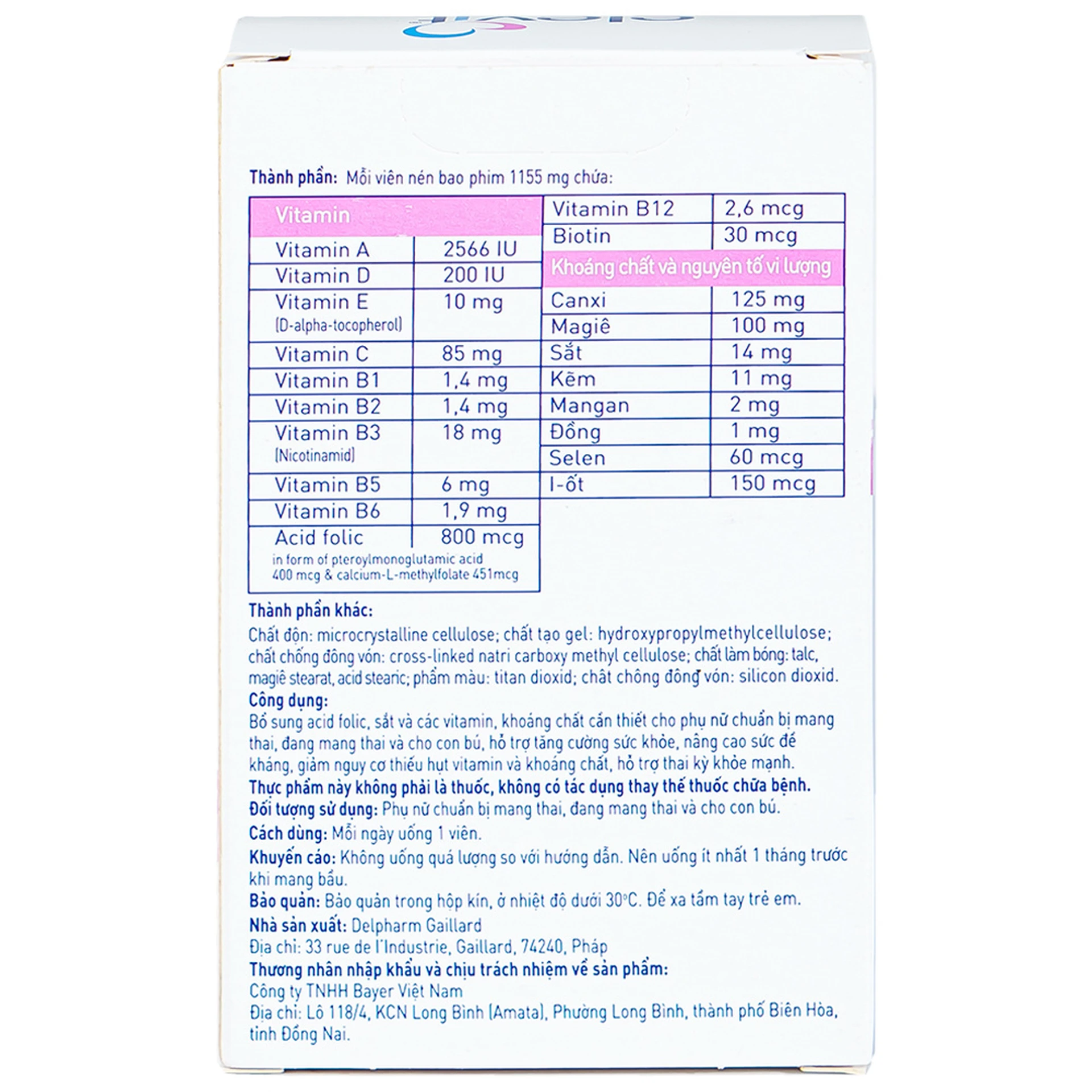 Elevit bổ sung vitamin tổng hợp cho bà bầu (hộp 30 viên)
