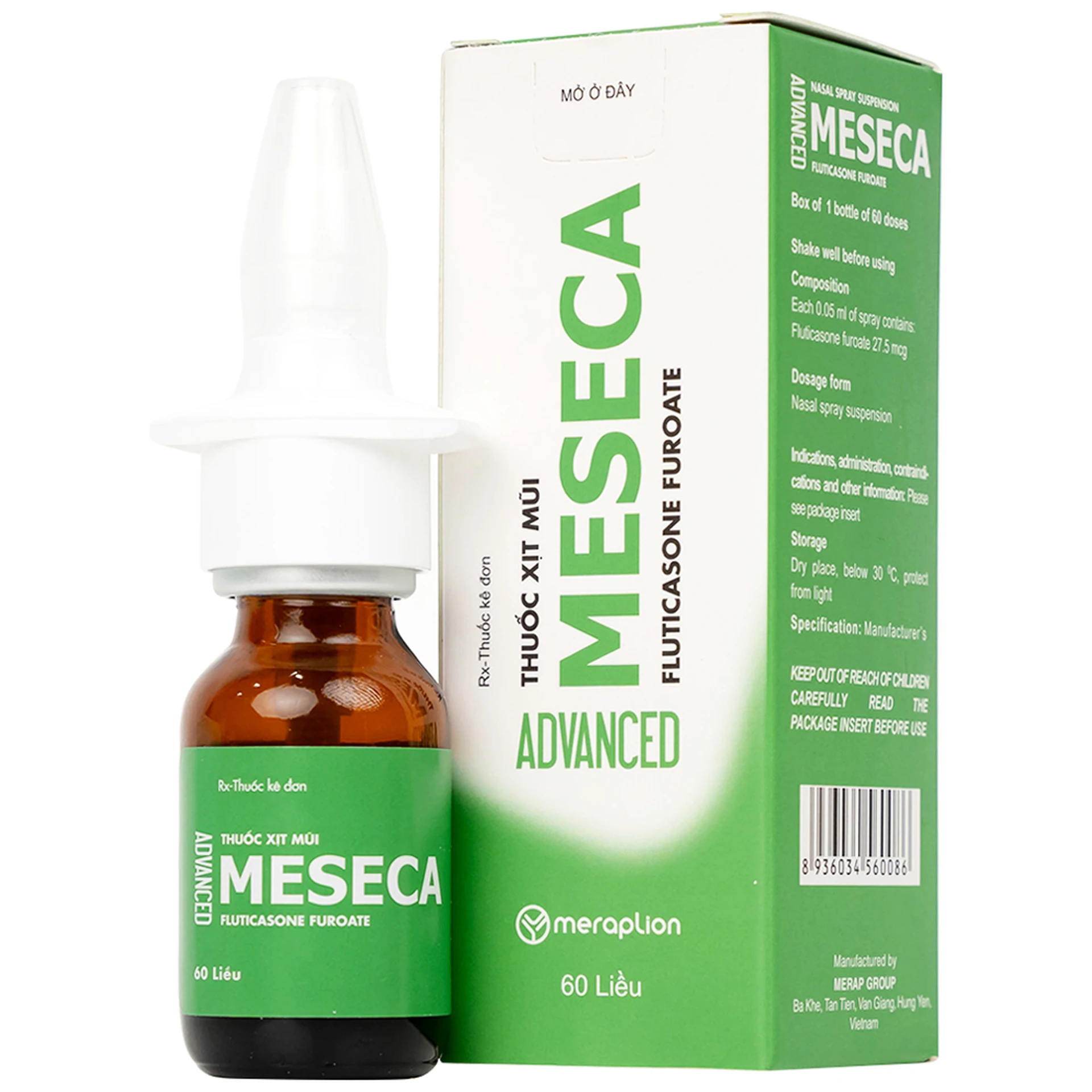 Thuốc xịt mũi Meseca Advanced Merap điều trị các triệu chứng chảy nước ...
