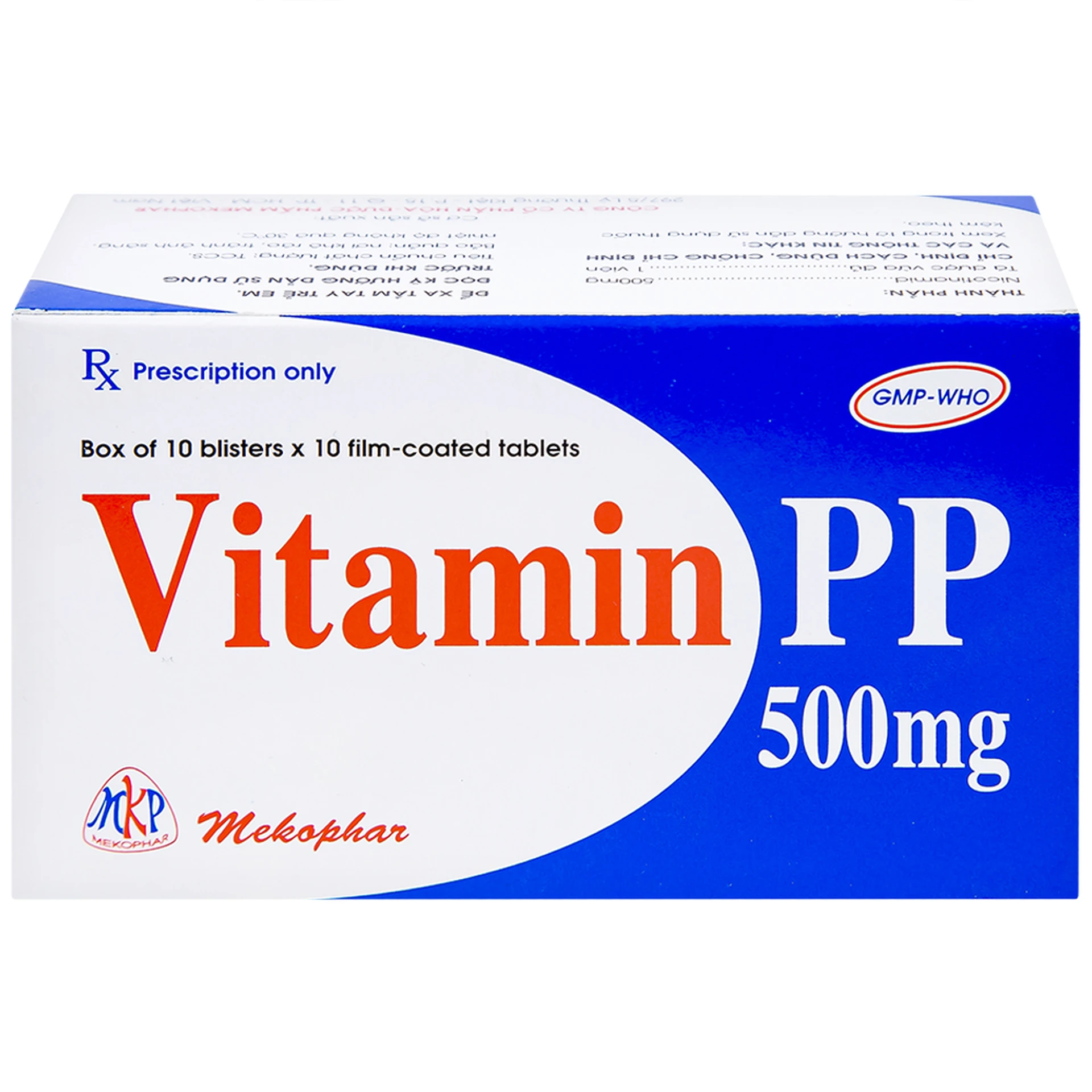Vitamin PP 500mg trị bệnh Pellagra (10 vỉ x 10 viên)