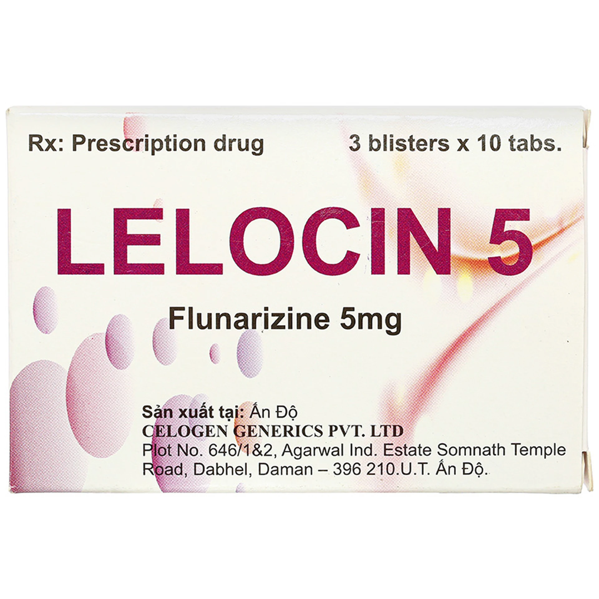 Thuốc Lelocin 5mg Celogen trị chứng đau nửa đầu (3 vỉ x 10 viên)