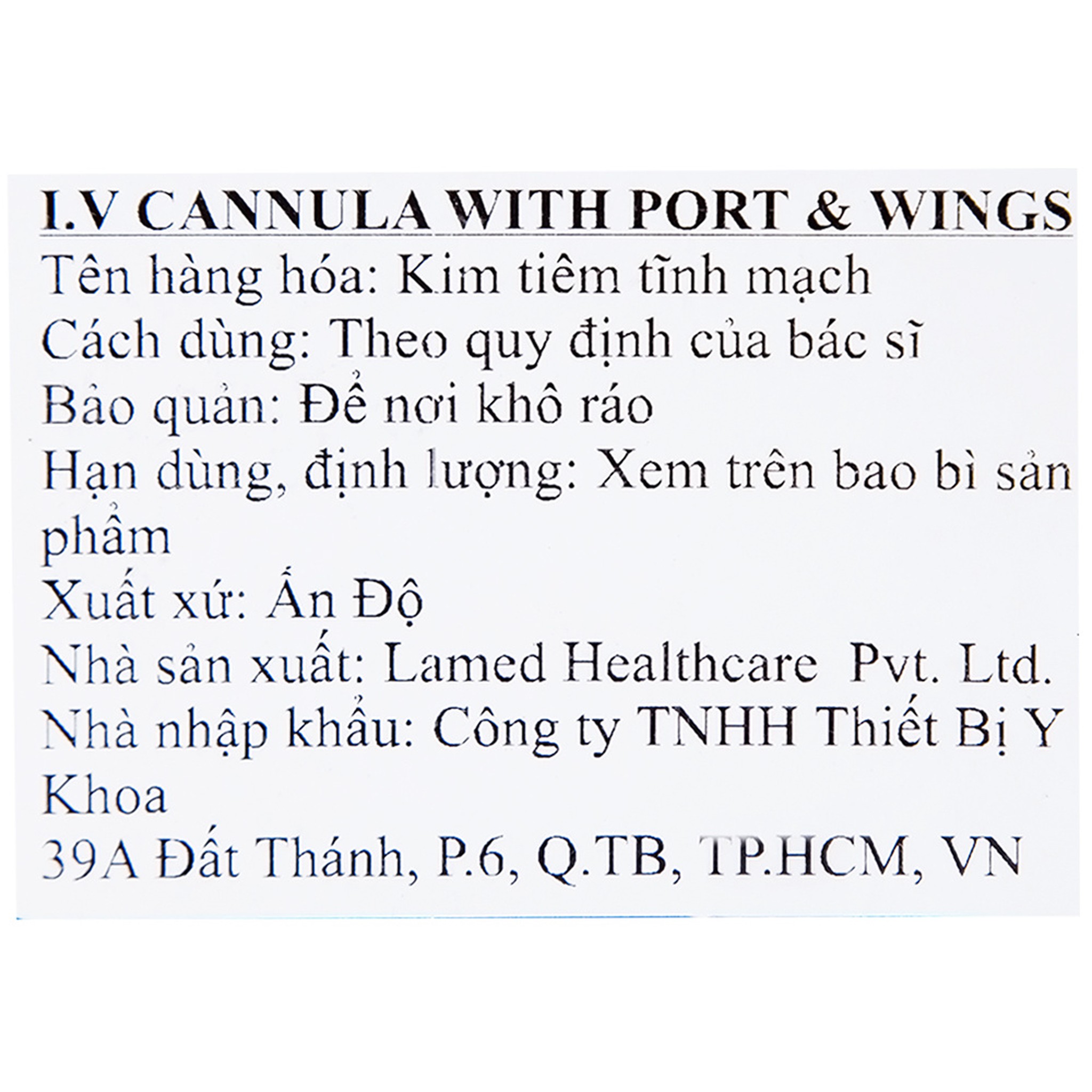Kim luồn 22 truyền dịch, nước hoặc thuốc vào tĩnh mạch