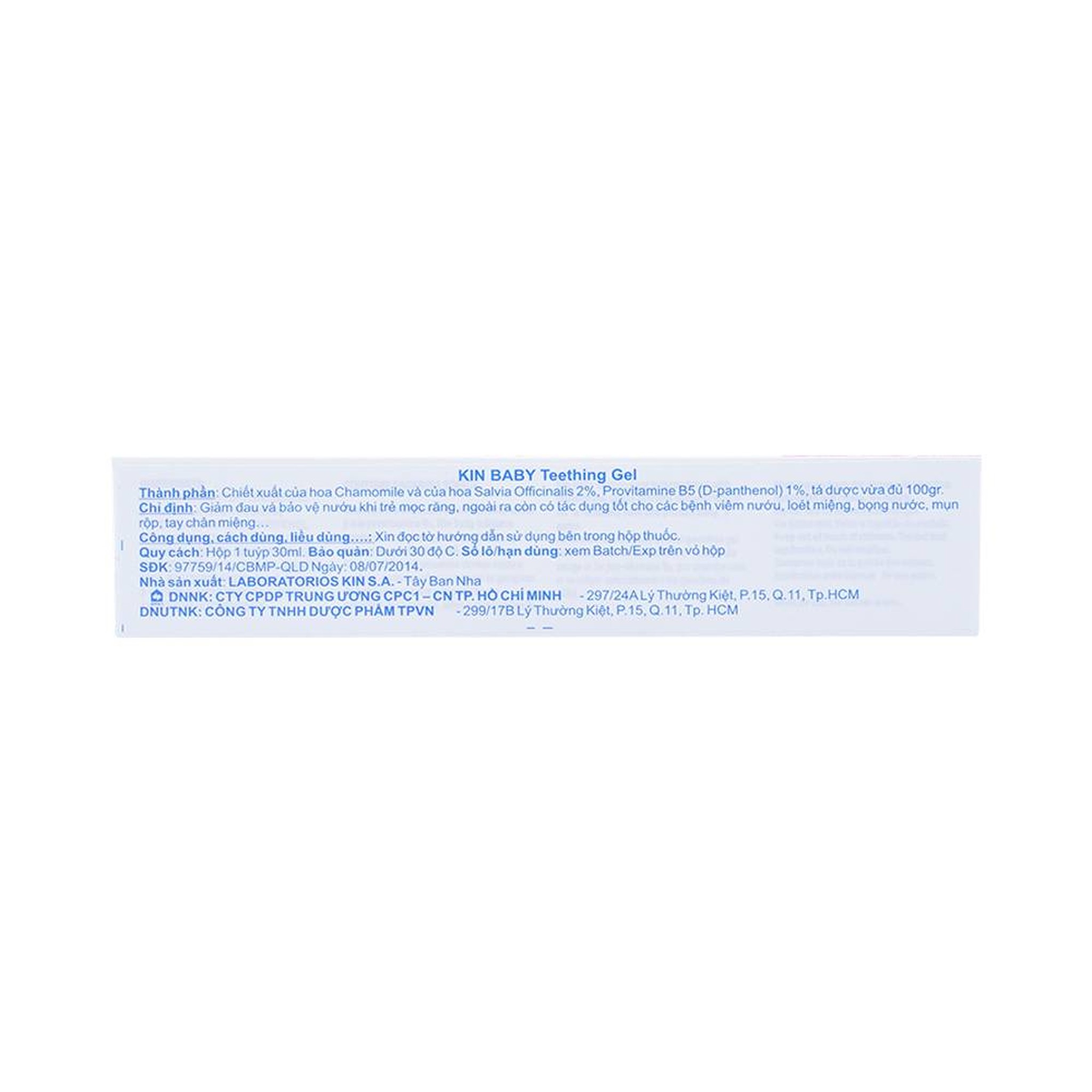 Gel Bôi Giảm Sưng Lợi Kin Baby Teething Gel 30ml