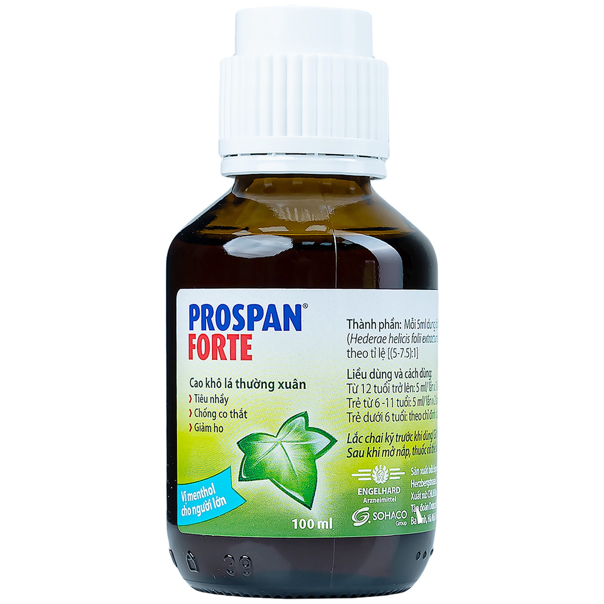Siro ho Prospan Forte 100ml trị viêm phế quản cho người lớn