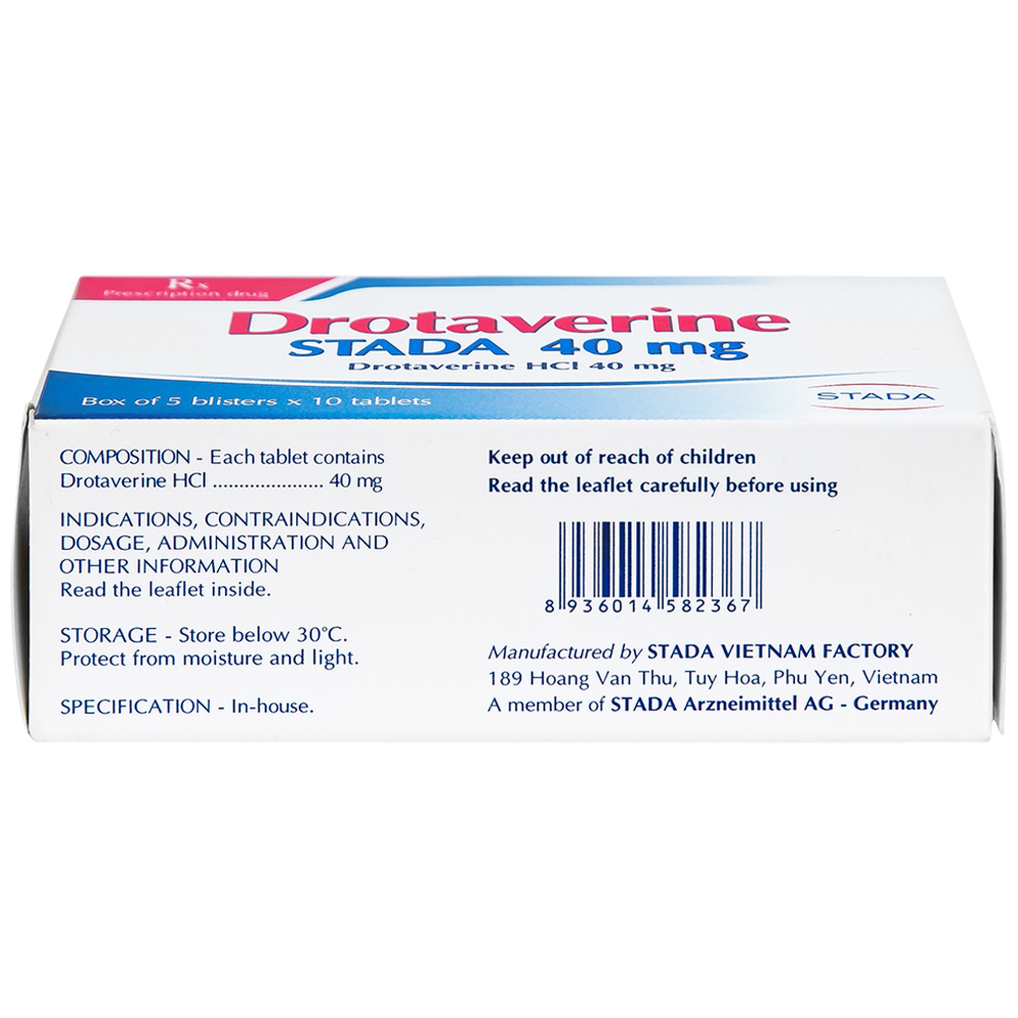 Drotaverine Stada 40mg chống co thắt dạ dày (5 vỉ x 10 viên)