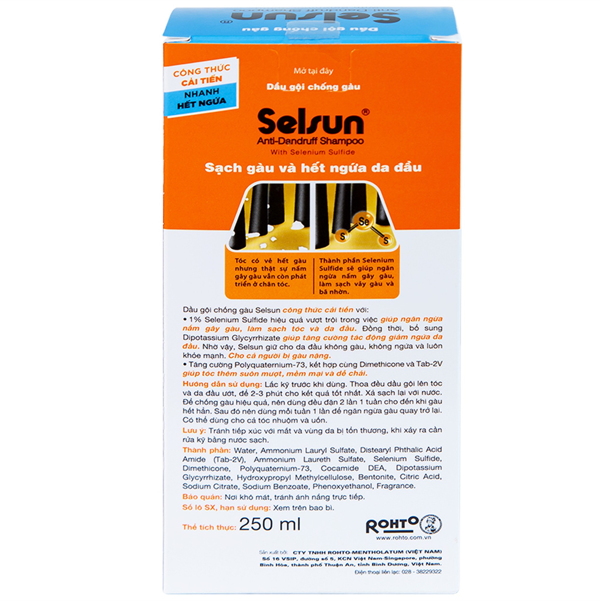 Dầu gội Selsun Rohto ngăn gàu, giảm ngứa da đầu (250 ml)