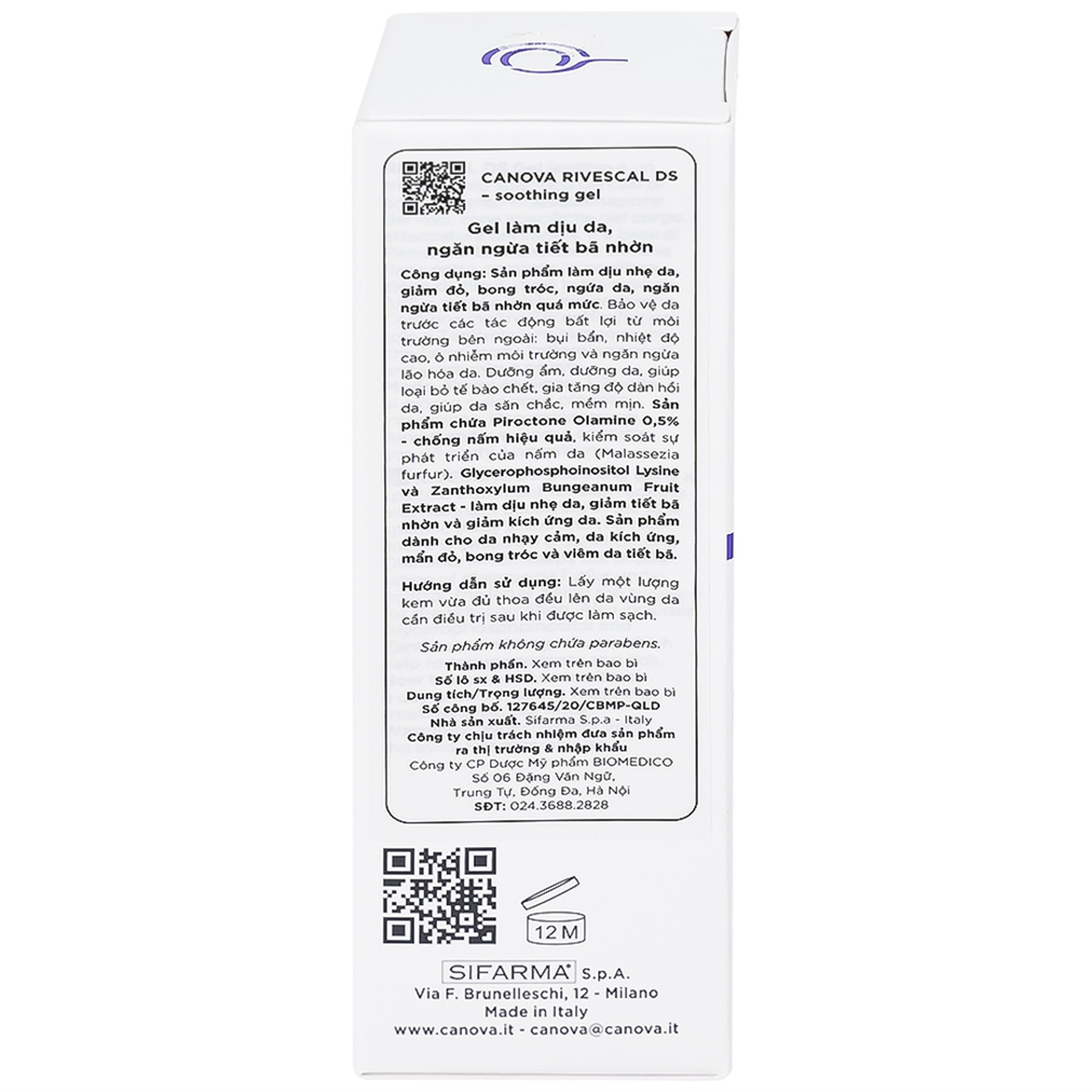 Gel bôi Canova Rivescal DS Soothing Gel Siflarma làm dịu da, ngăn ngừa ...