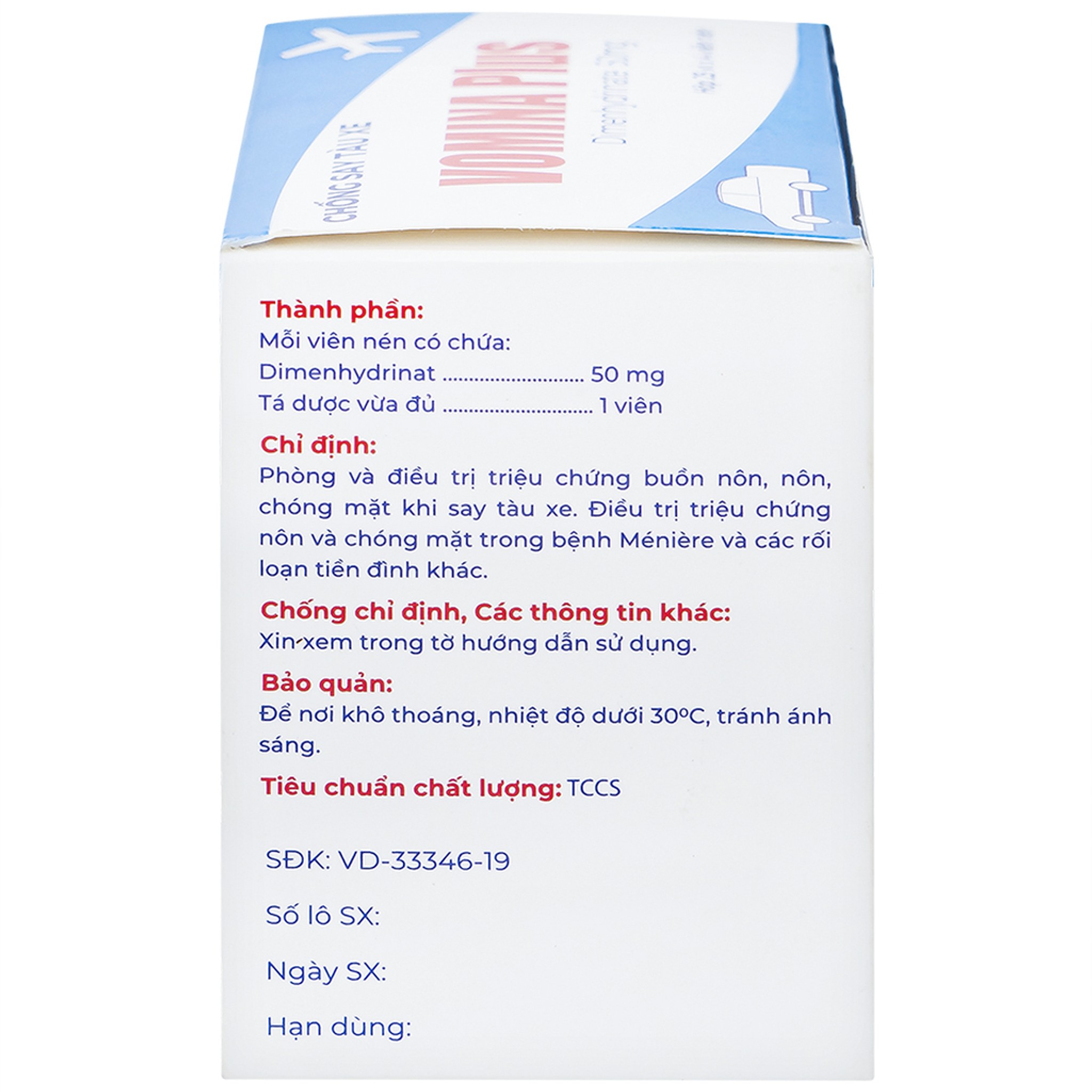 Thuốc Vomina Plus 50mg phòng và điều trị chứng buồn nôn, chóng mặt (25 ...