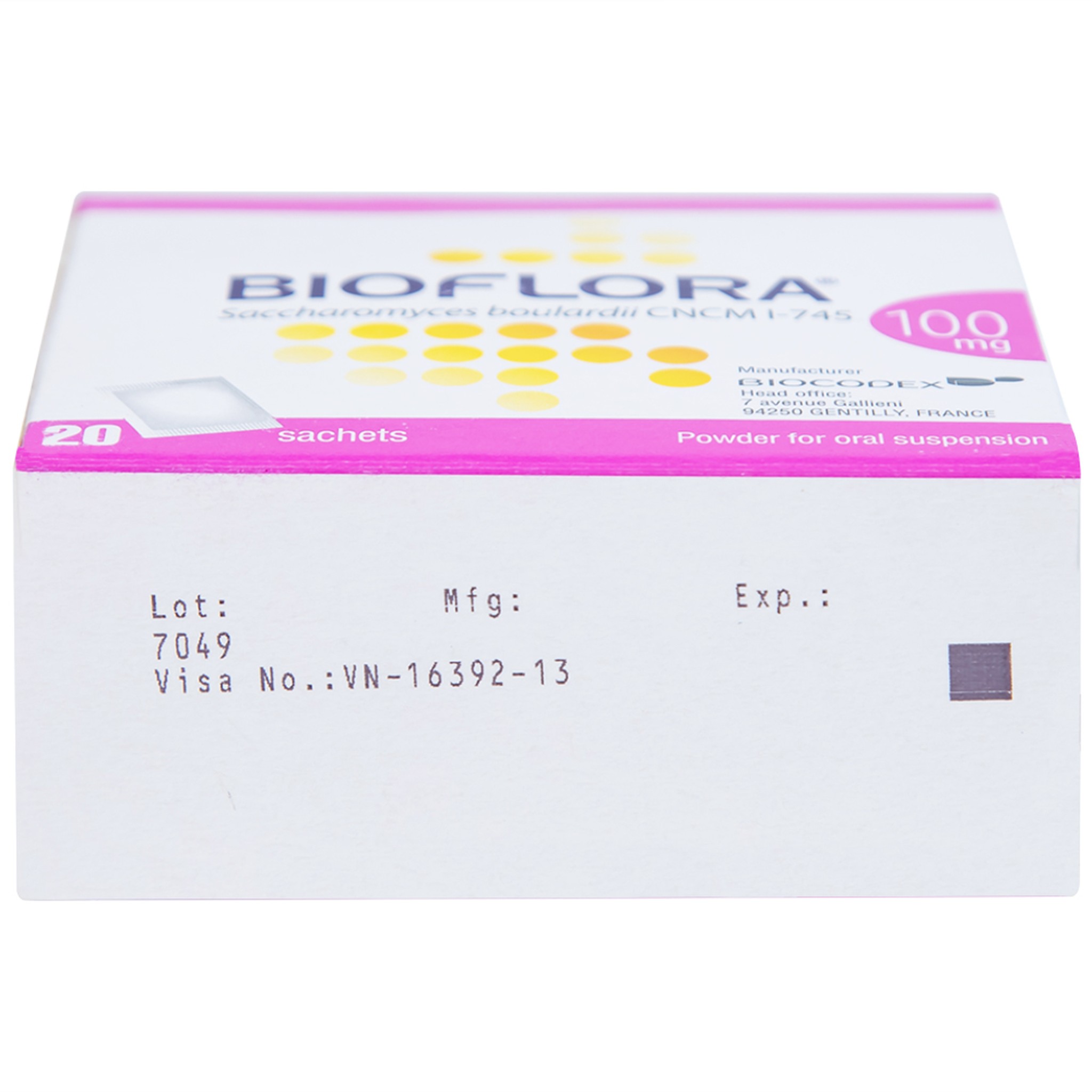 Bioflora 100mg phòng và điều trị tiêu chảy (Hộp 20 gói)