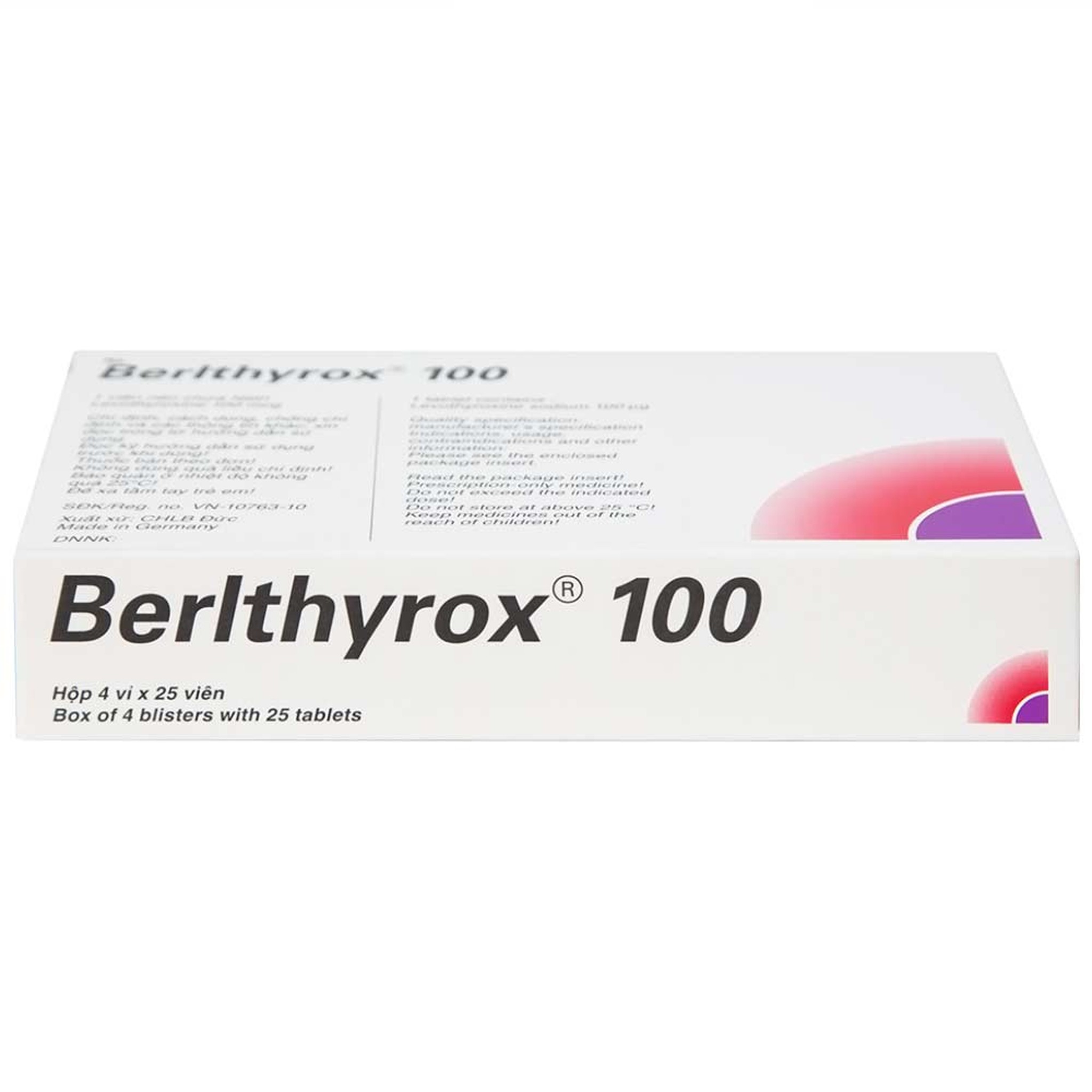 Berlthyrox 100 trị suy giáp, cường giáp (4 vỉ x 25 viên)