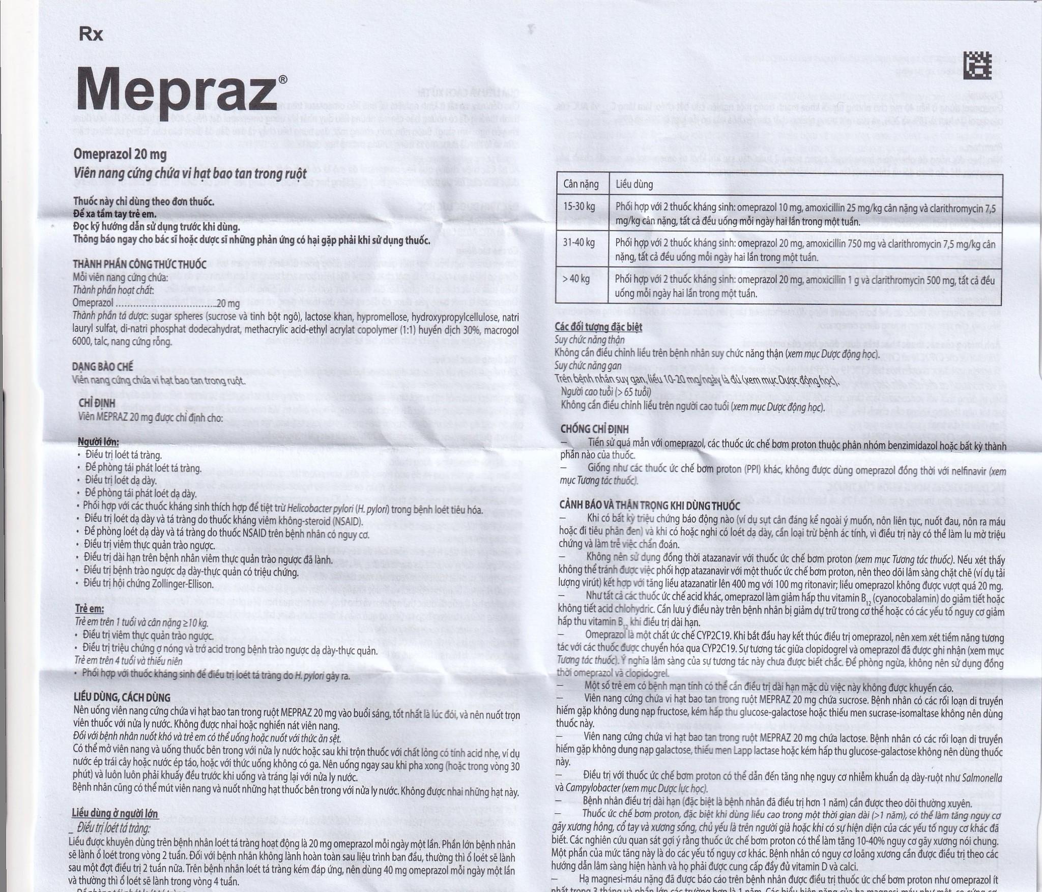 Viên nang cứng Mepraz 20mg Sanofi điều trị loét dạ dày tá tràng, viêm ...