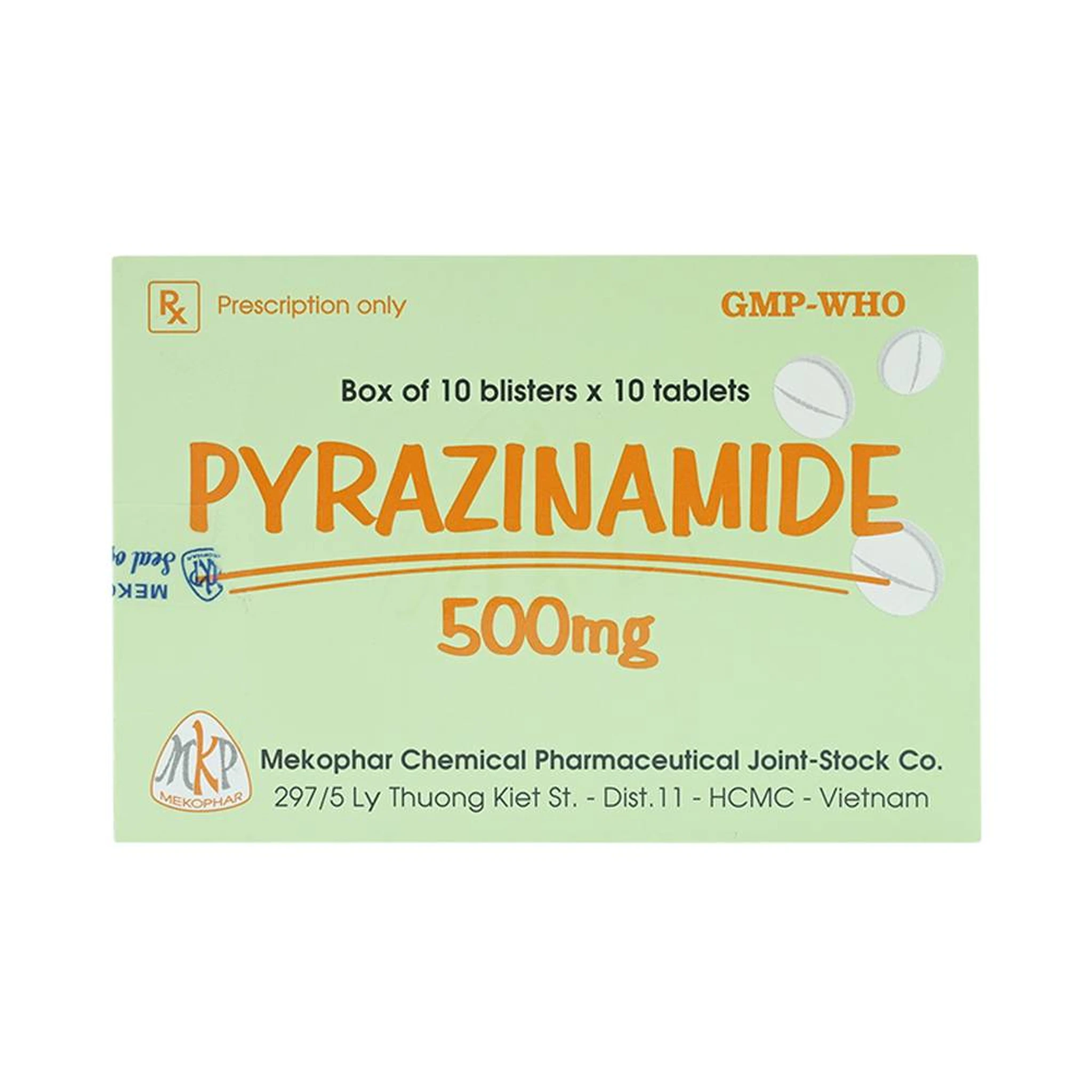 Thuốc Pyrazinamide 500mg điều trị bệnh lao phổi (10 vỉ x 10 viên)