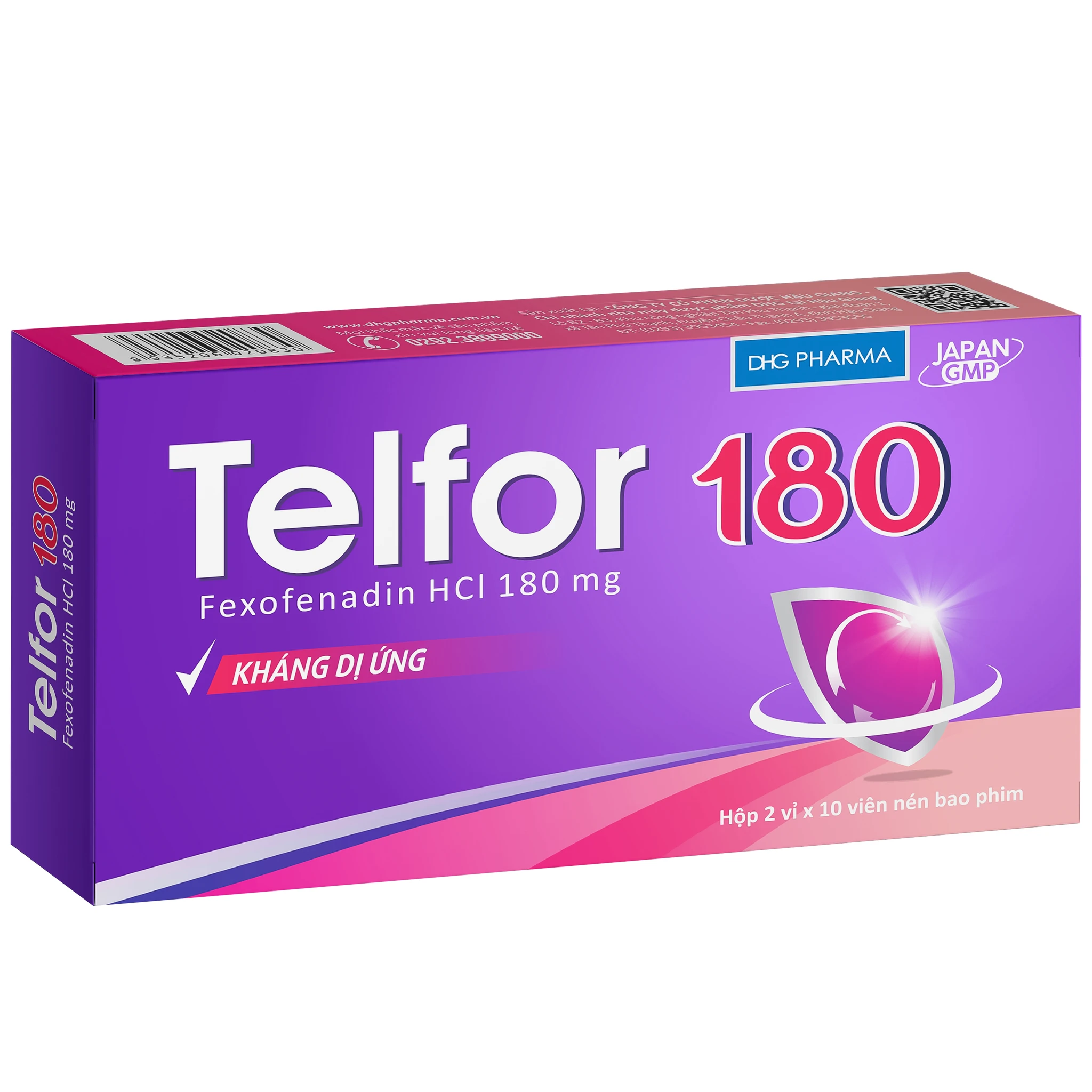 Thuốc Telfor 180 chống dị ứng (Hộp 2 vỉ x 10 viên)